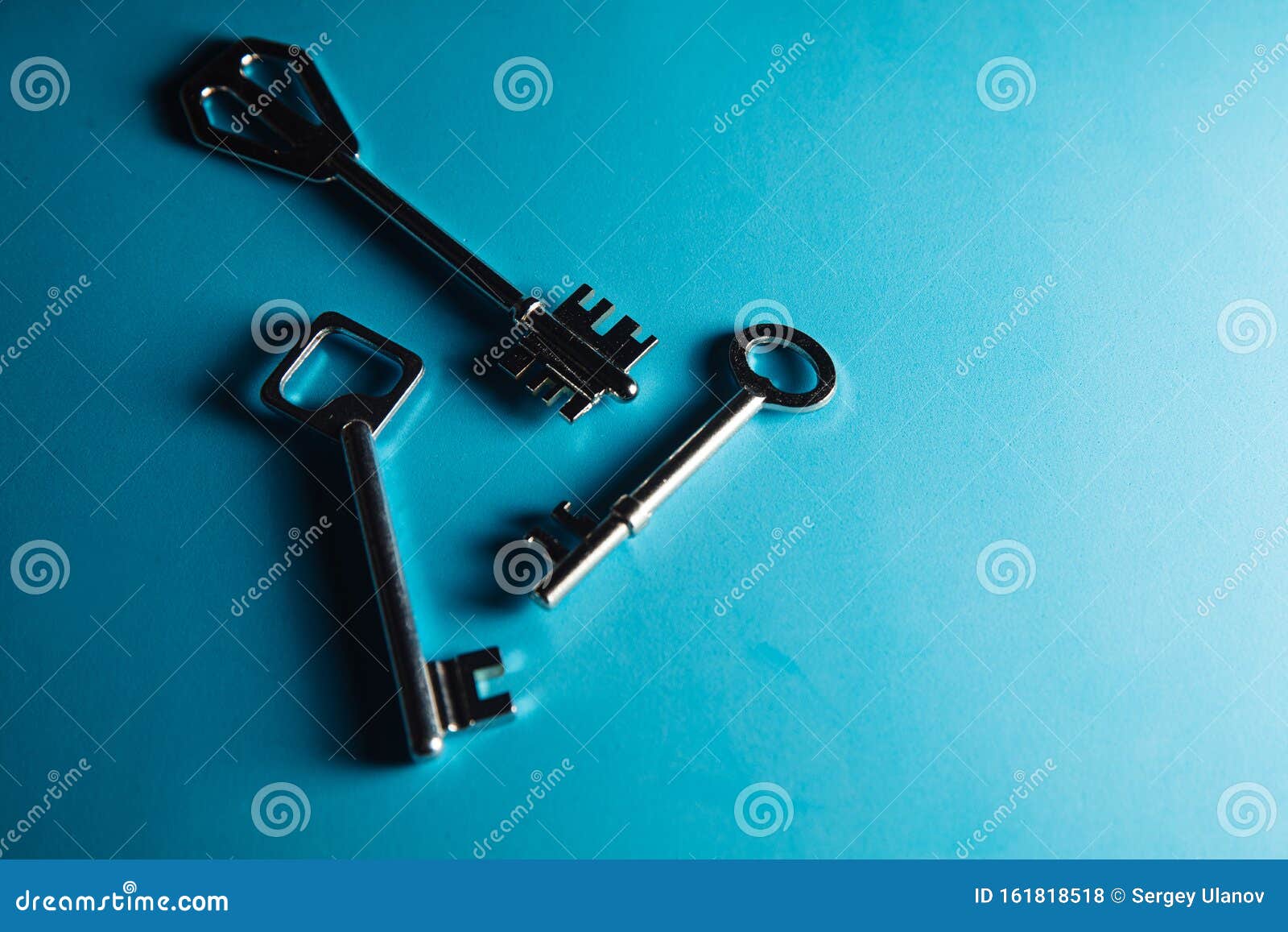 Keys on Blue Background. Minimal Creative Style Stock Photo - Image of ...