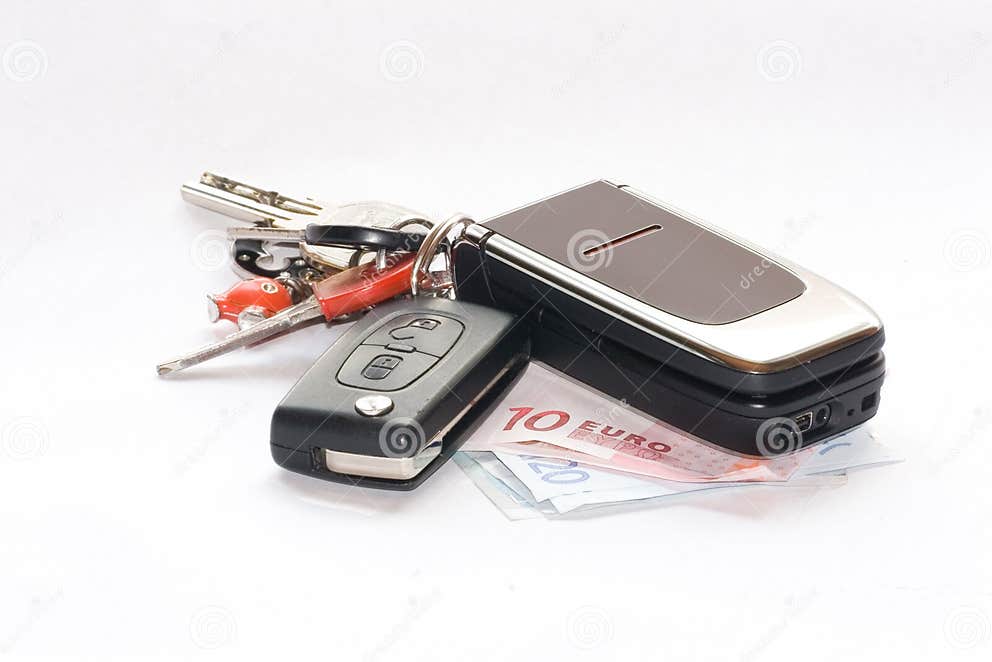 Keys and cell phone stock photo. Image of dangling, gift - 2410934