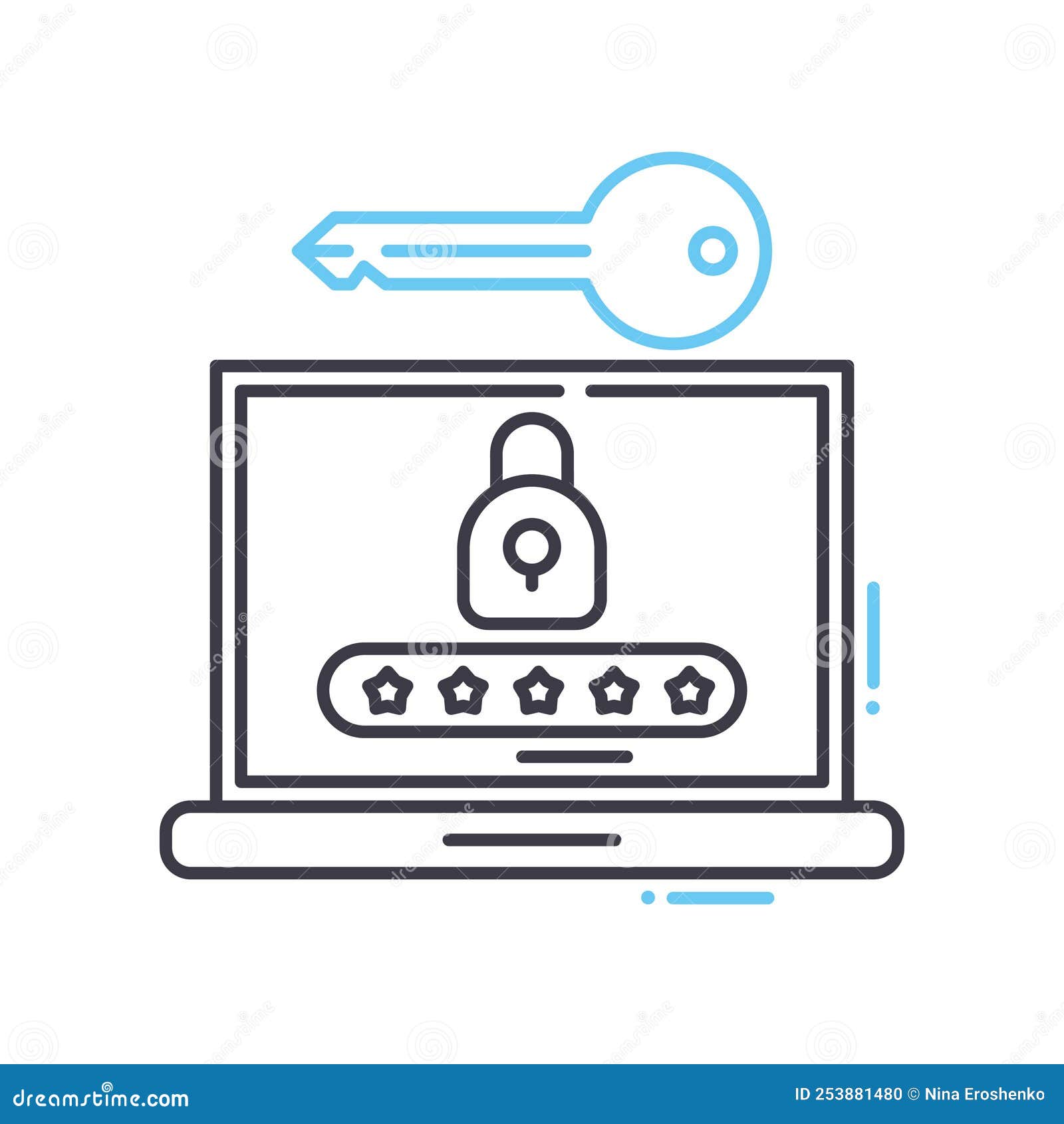 Keys Code Line Icon, Outline Symbol, Vector Illustration, Concept Sign ...