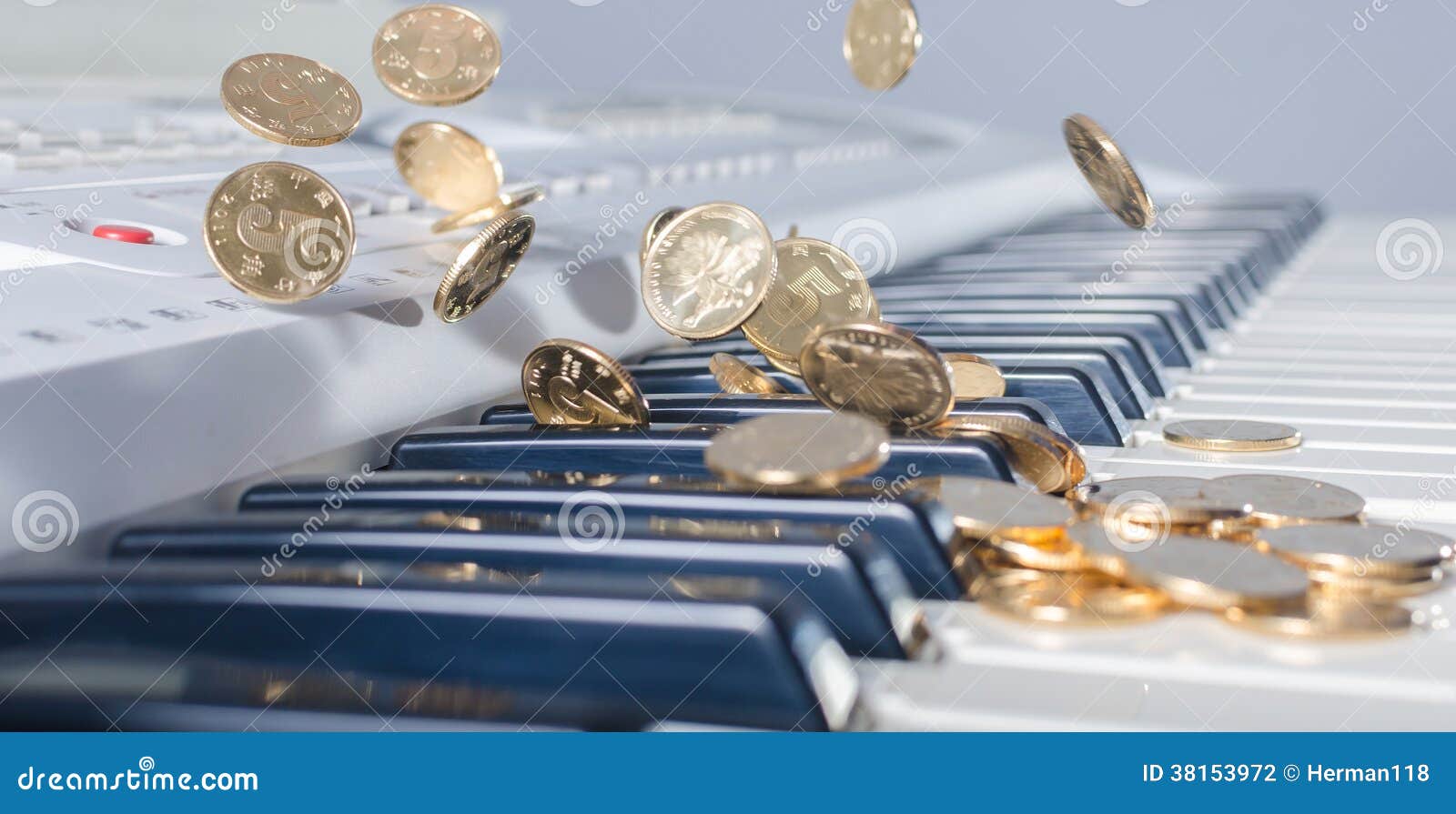 Keys and coins falling stock photo. Image of piano, currency - 38153972