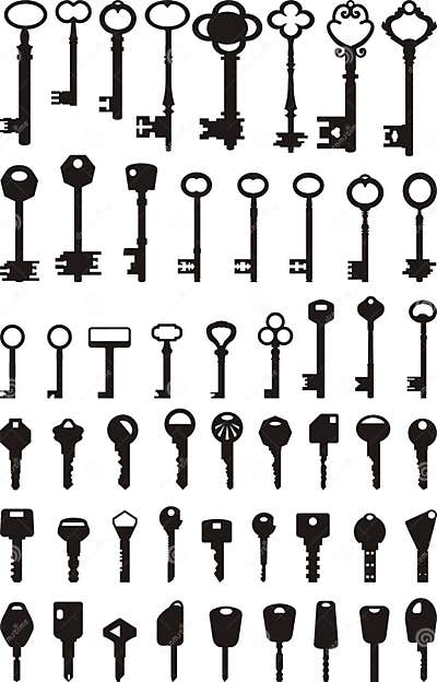 Keys collection stock vector. Illustration of carving - 18087366