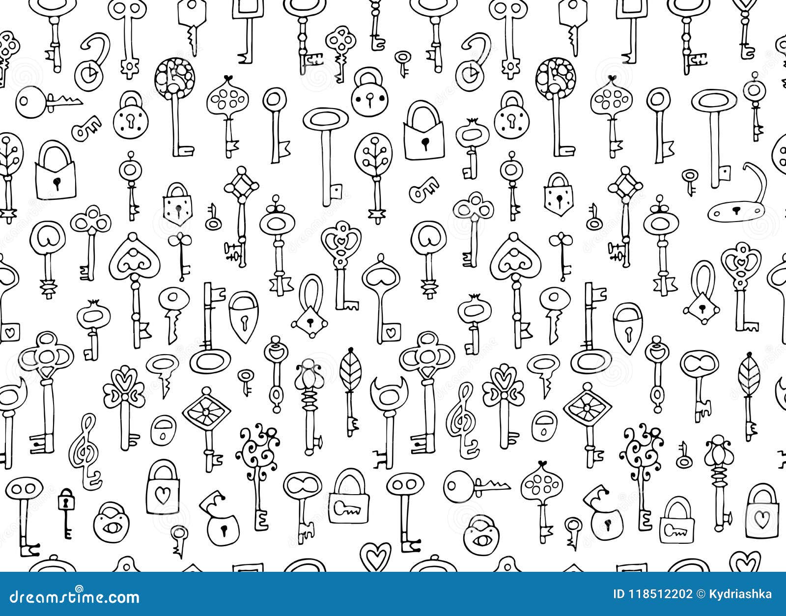 Keys Collection, Seamless Pattern for Your Design Stock Vector ...