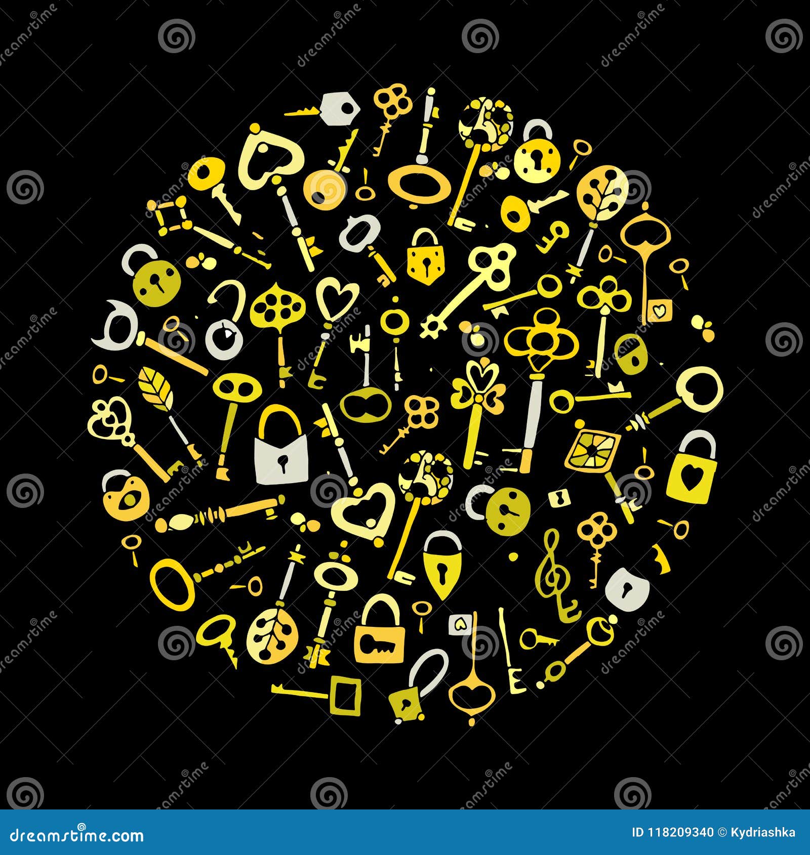 Keys Collection, Sketch for Your Design Stock Vector - Illustration of ...
