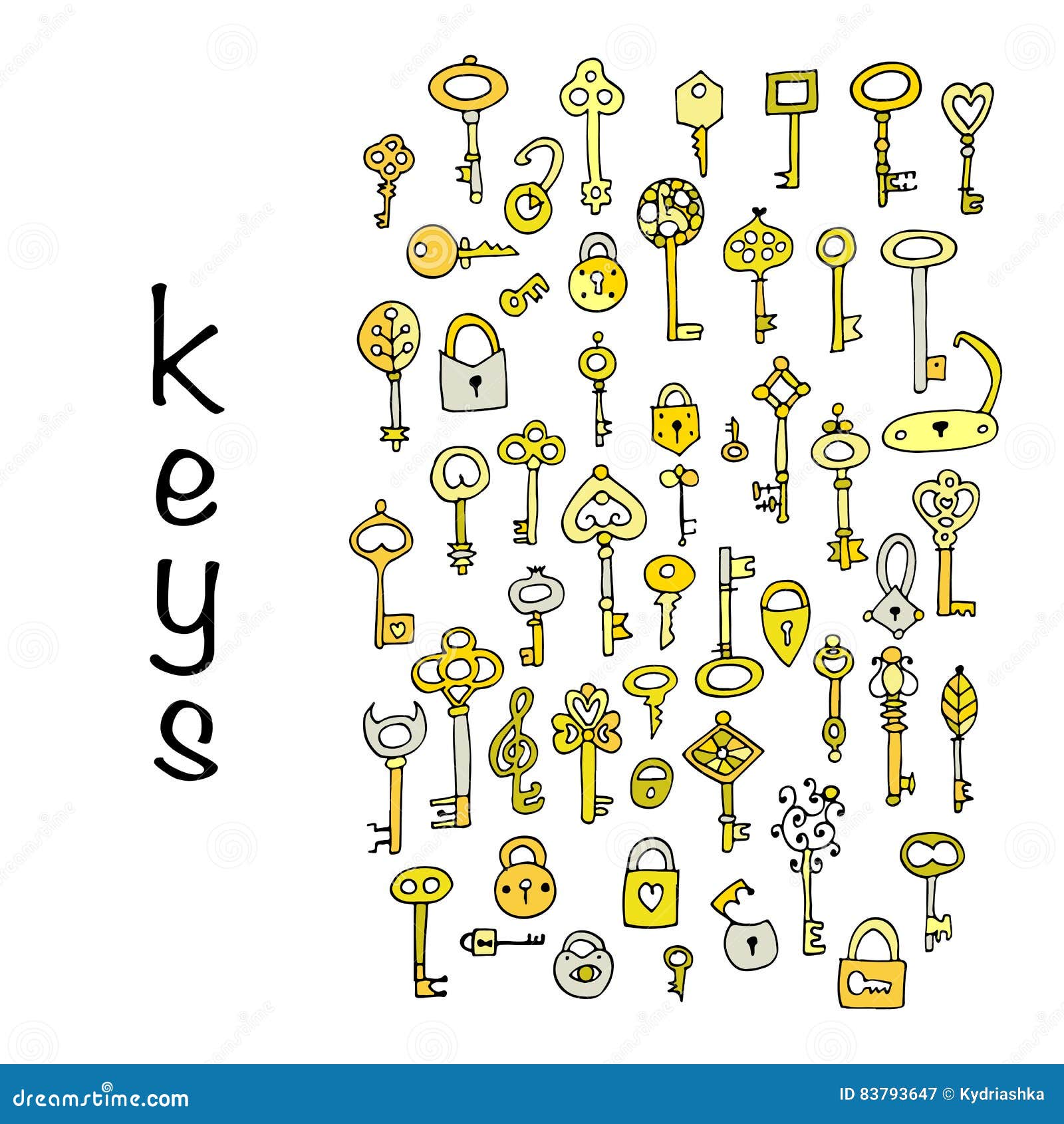 Keys Collection, Sketch for Your Design Stock Vector - Illustration of ...