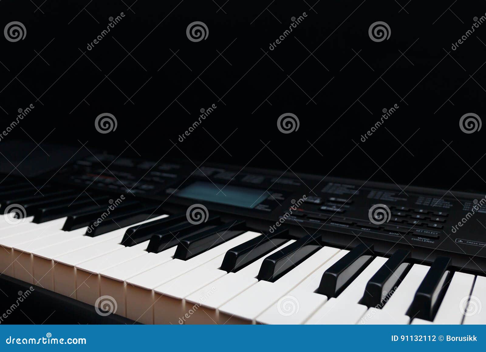 Keys of the Digital Synthesizer on Black Background Stock Photo - Image ...