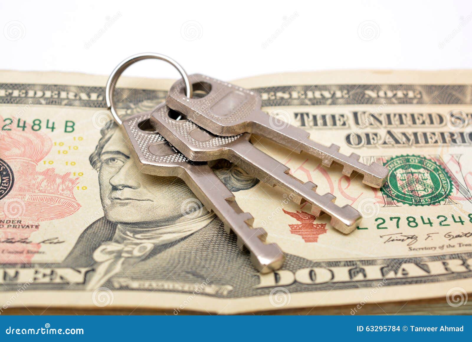 Keys on Dollar Notes Close Up Concept Stock Photo - Image of american ...