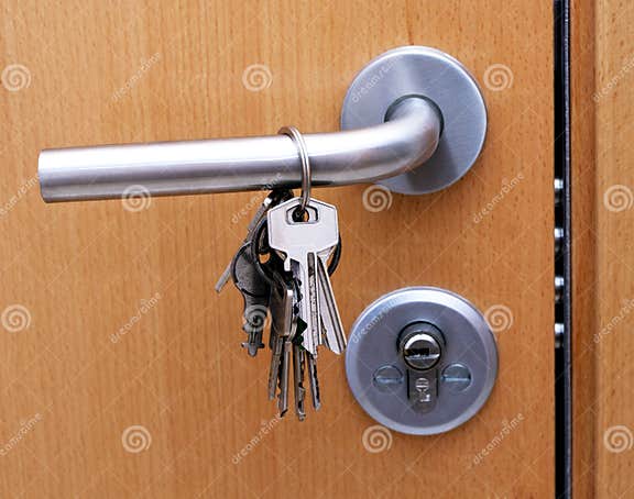 Keys on the door handle stock photo. Image of lock, locked - 26209280