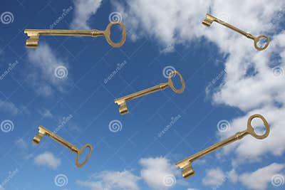 Keys Falling from the Blue Sky Stock Image - Image of golden, protected ...