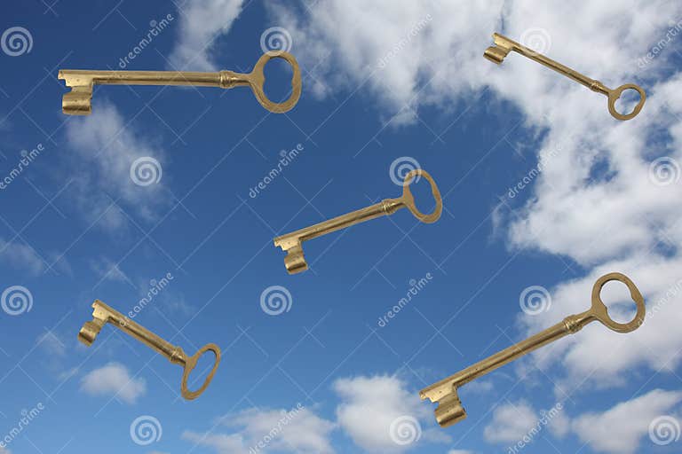 Keys Falling from the Blue Sky Stock Image - Image of golden, protected ...