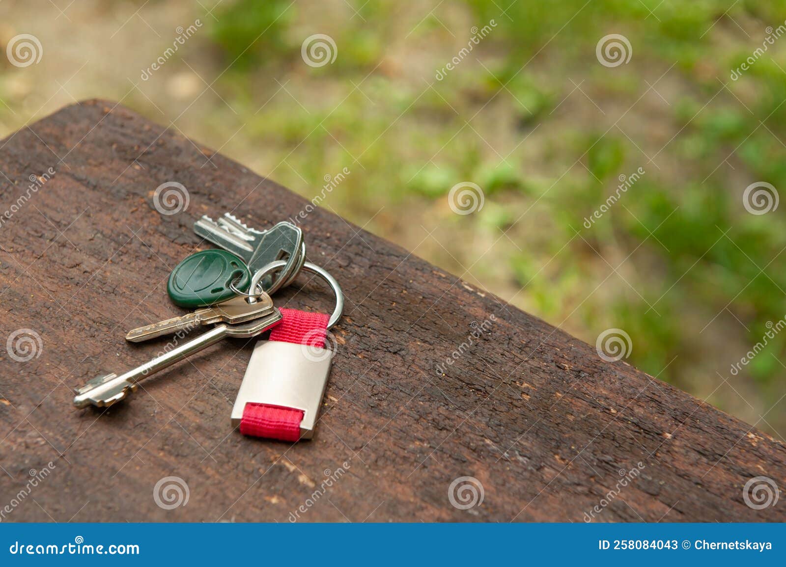 Keys Forgotten on Wooden Bench Outdoors, Space for Text. Lost and Found ...
