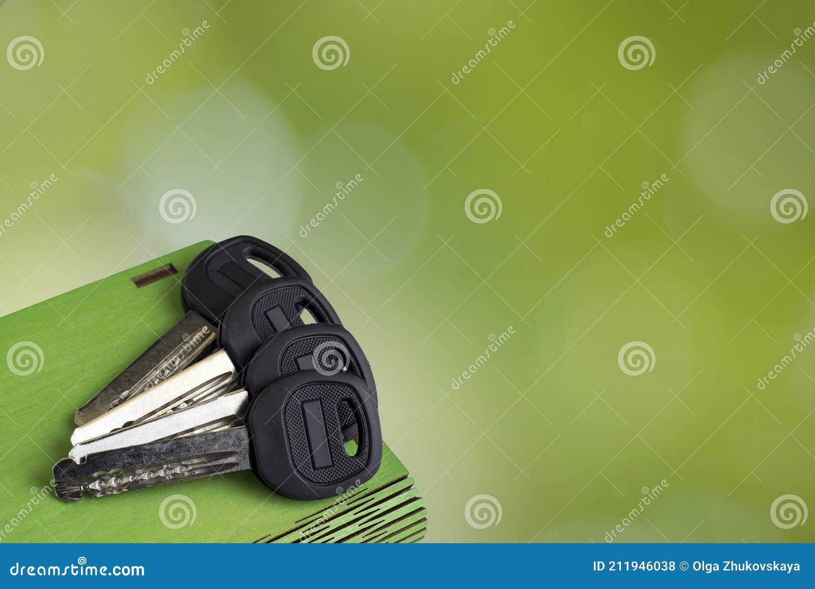 Keys on a Green Background Side View Stock Photo - Image of closeup ...