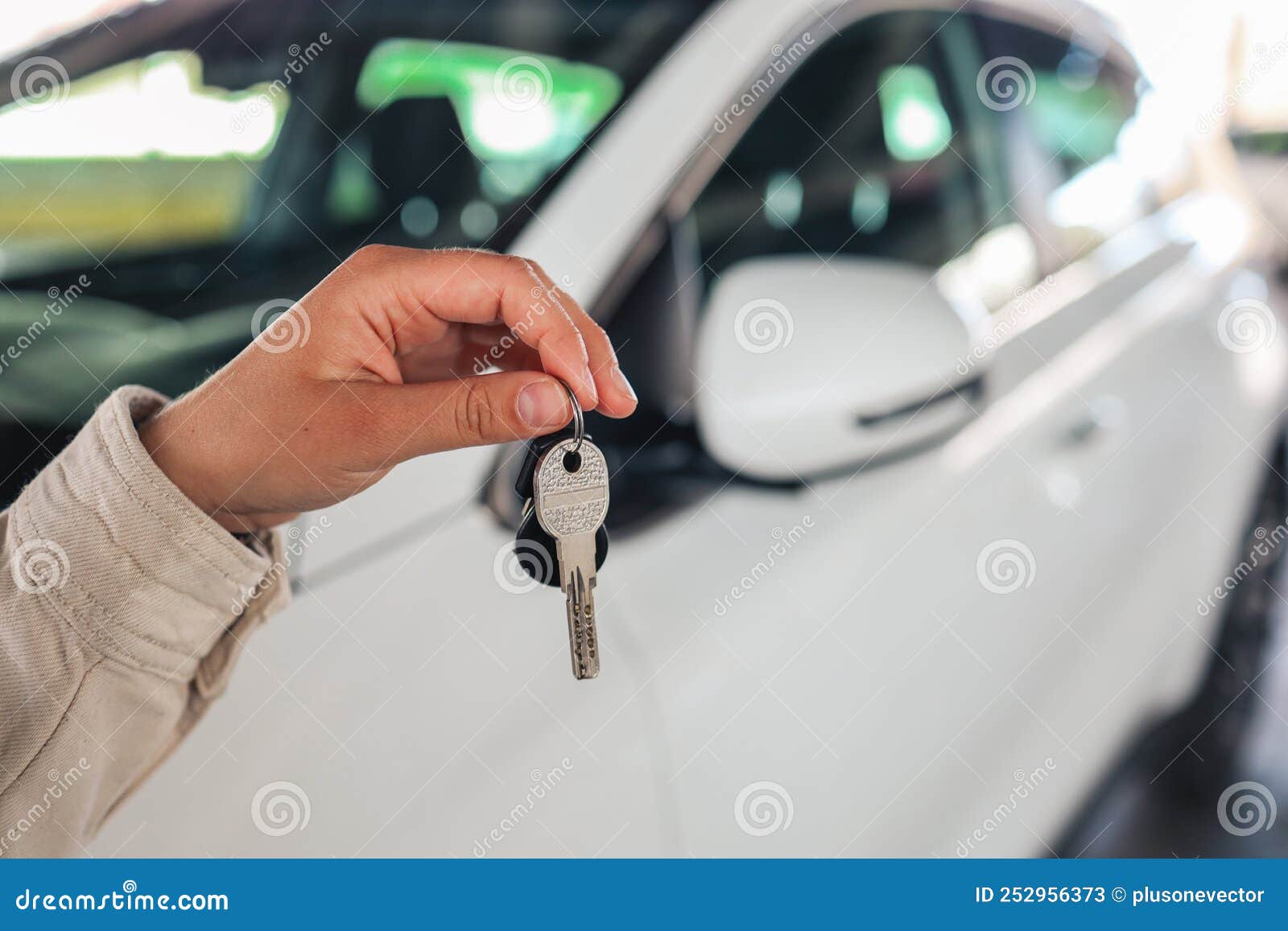 Keys in Hand, Car in the Parking Lot Stock Image - Image of door ...