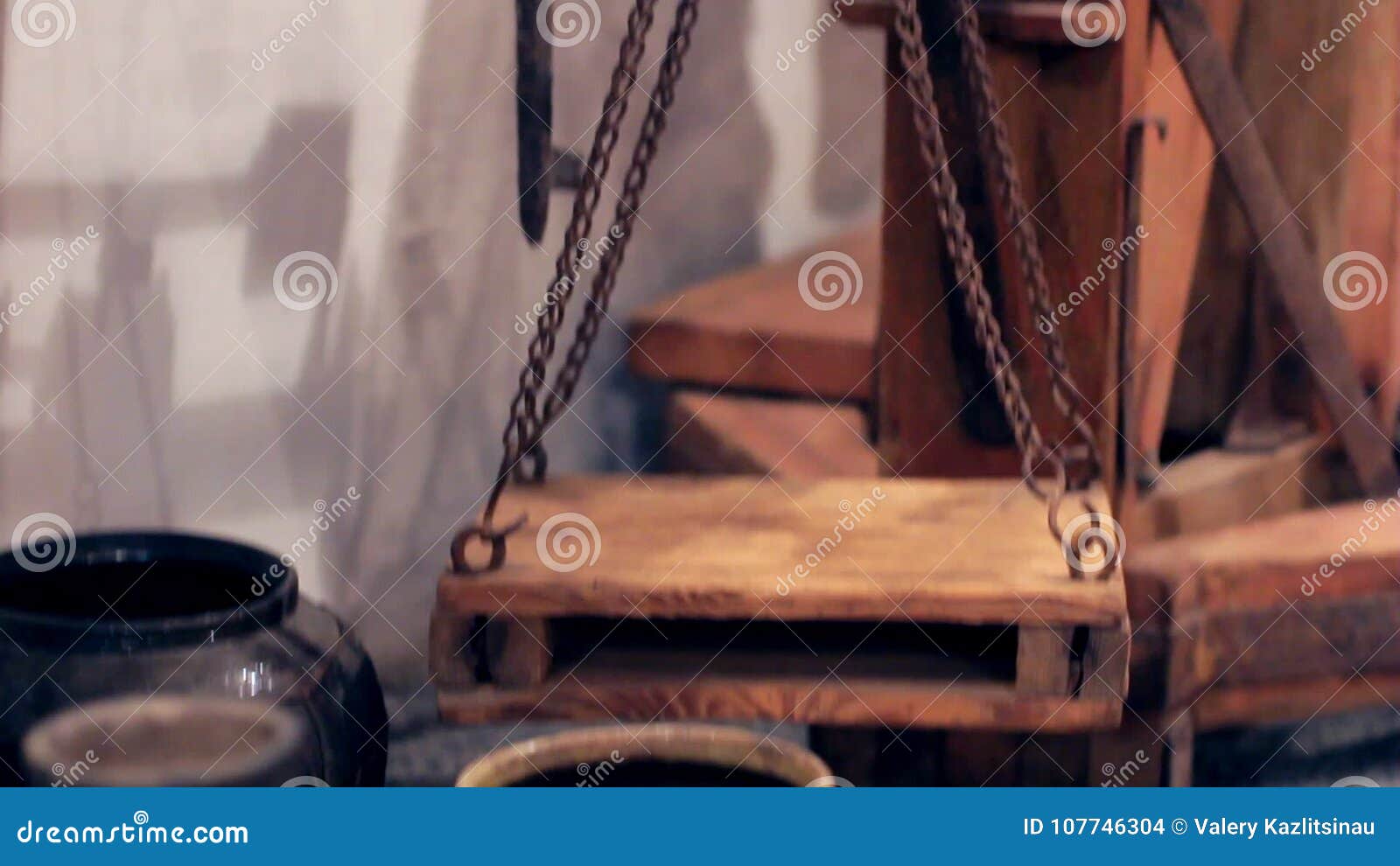 Keys Hanged Under Rack. Three Complete Clay Pots on Floor Stock Footage ...