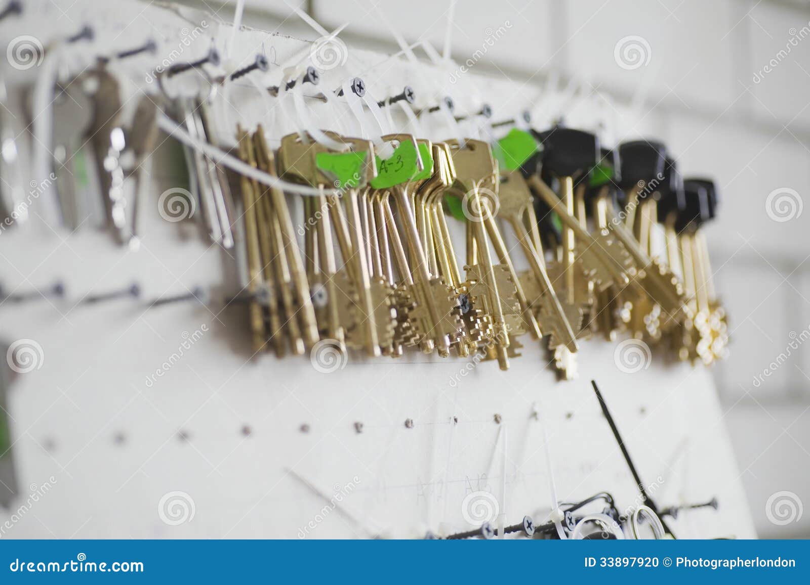Keys Hanging on Board in Warehouse Stock Photo - Image of access ...