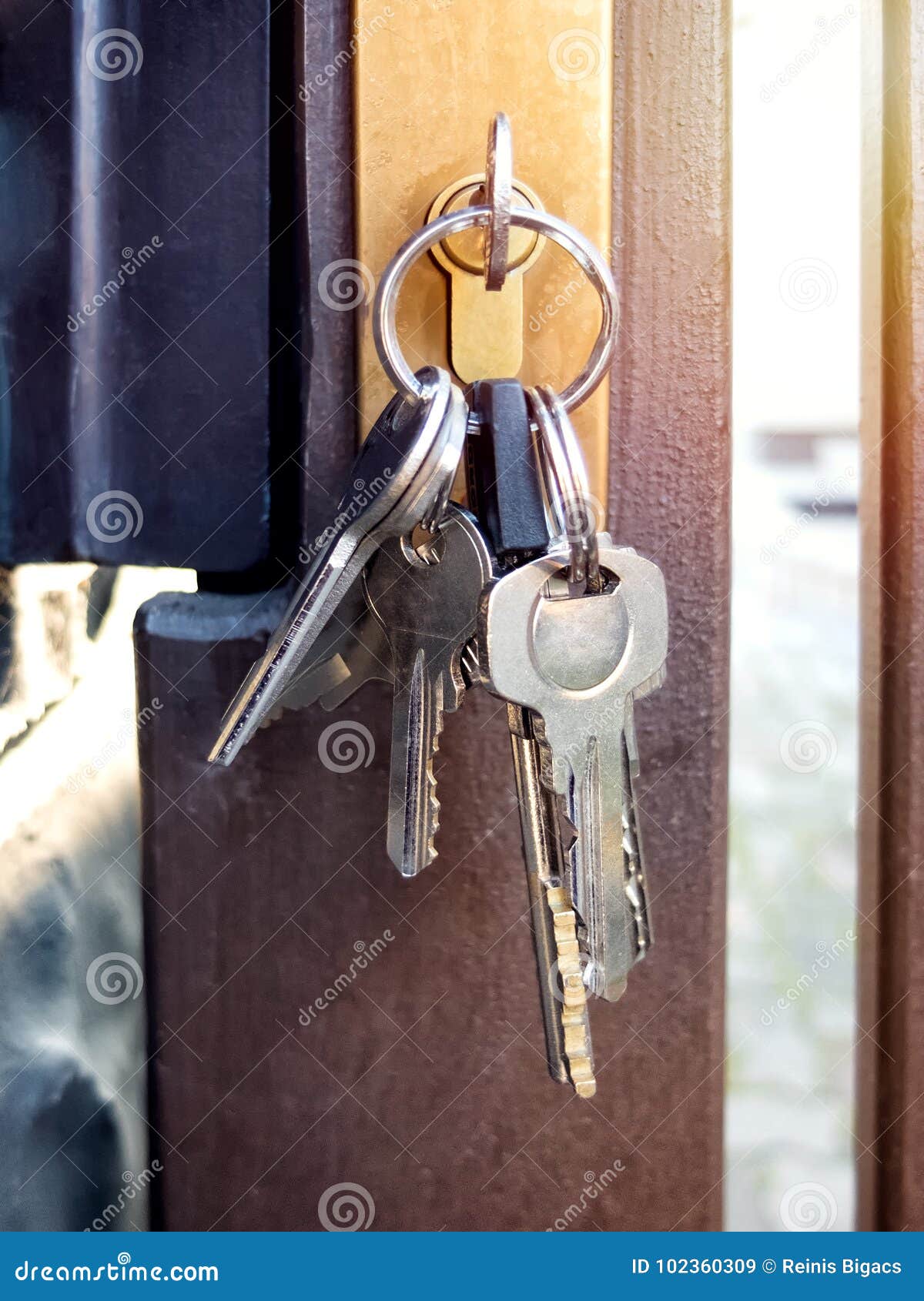 Keys Hanging in the Keyhole of the Gate Stock Image - Image of keyhole ...