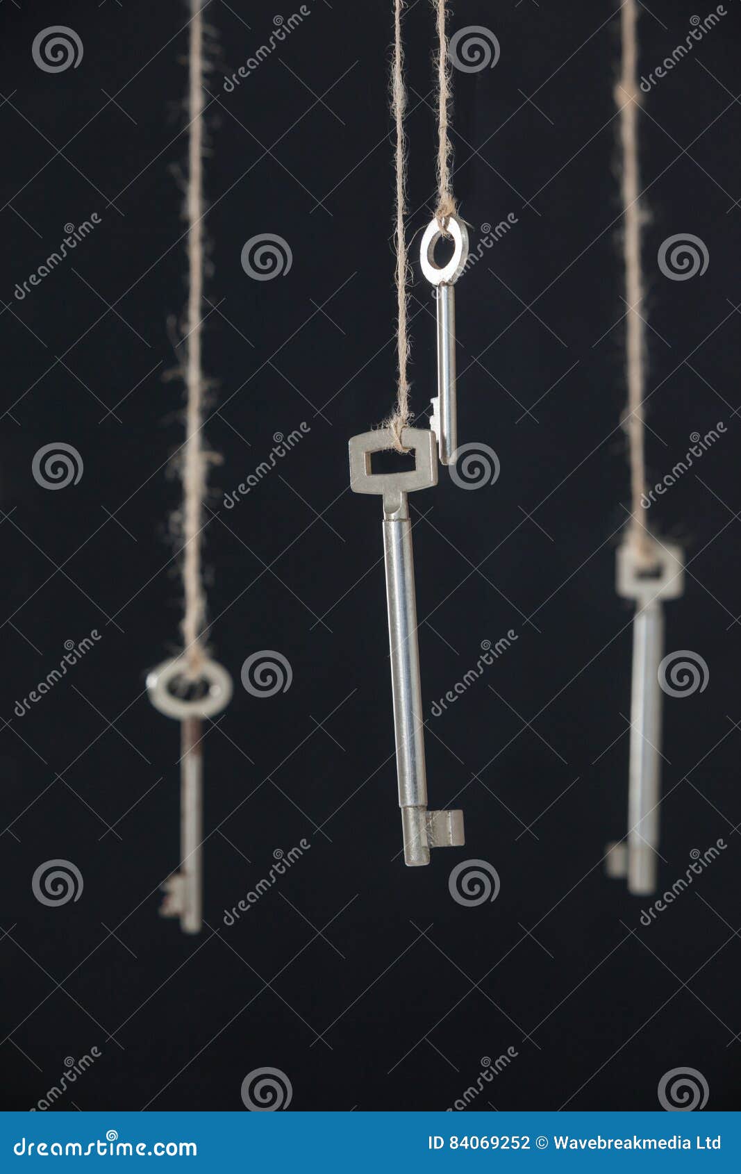 Keys hanging on strings stock photo. Image of real, house - 84069252