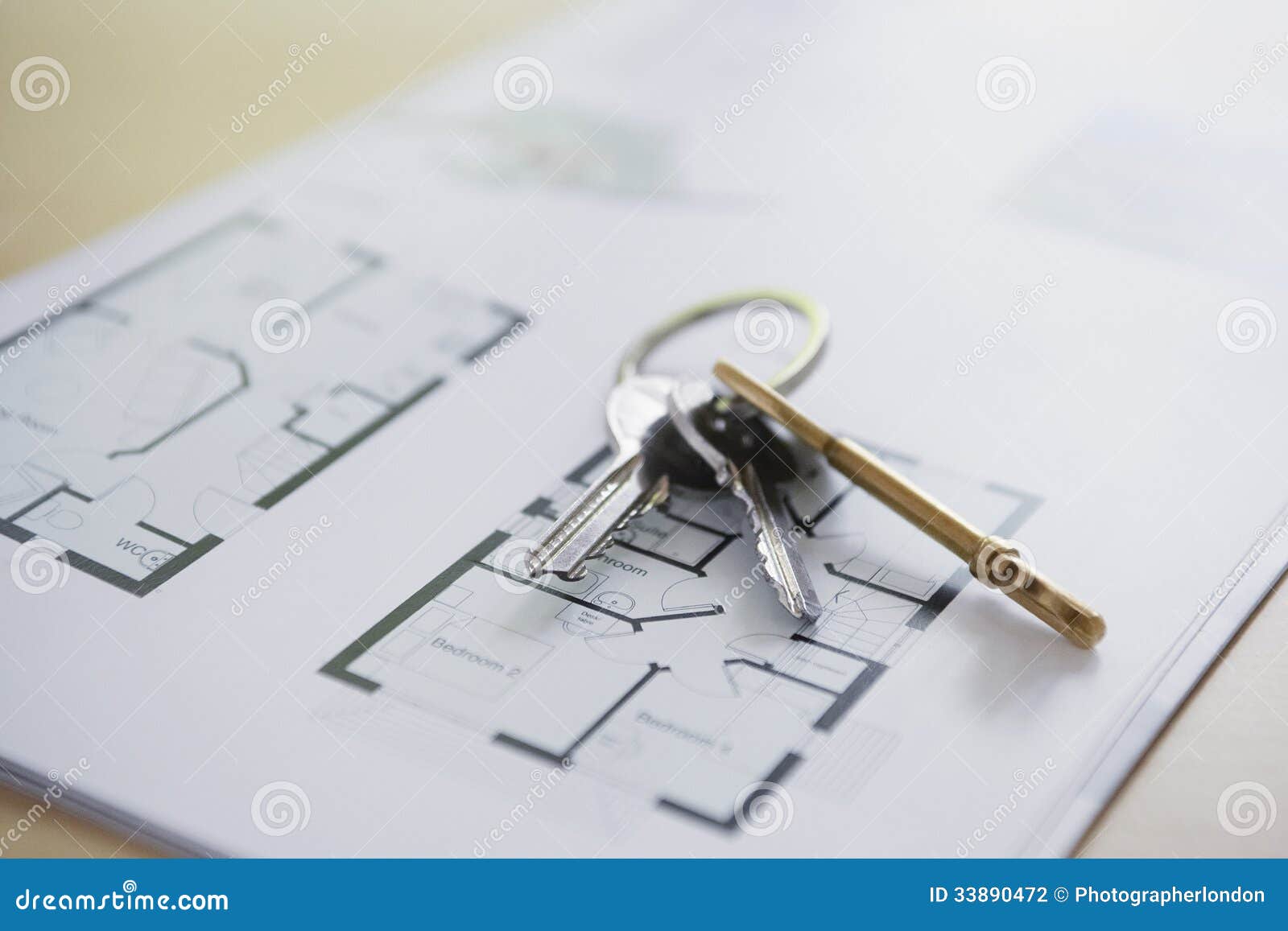 Keys on Home Blueprint stock photo. Image of concept - 33890472