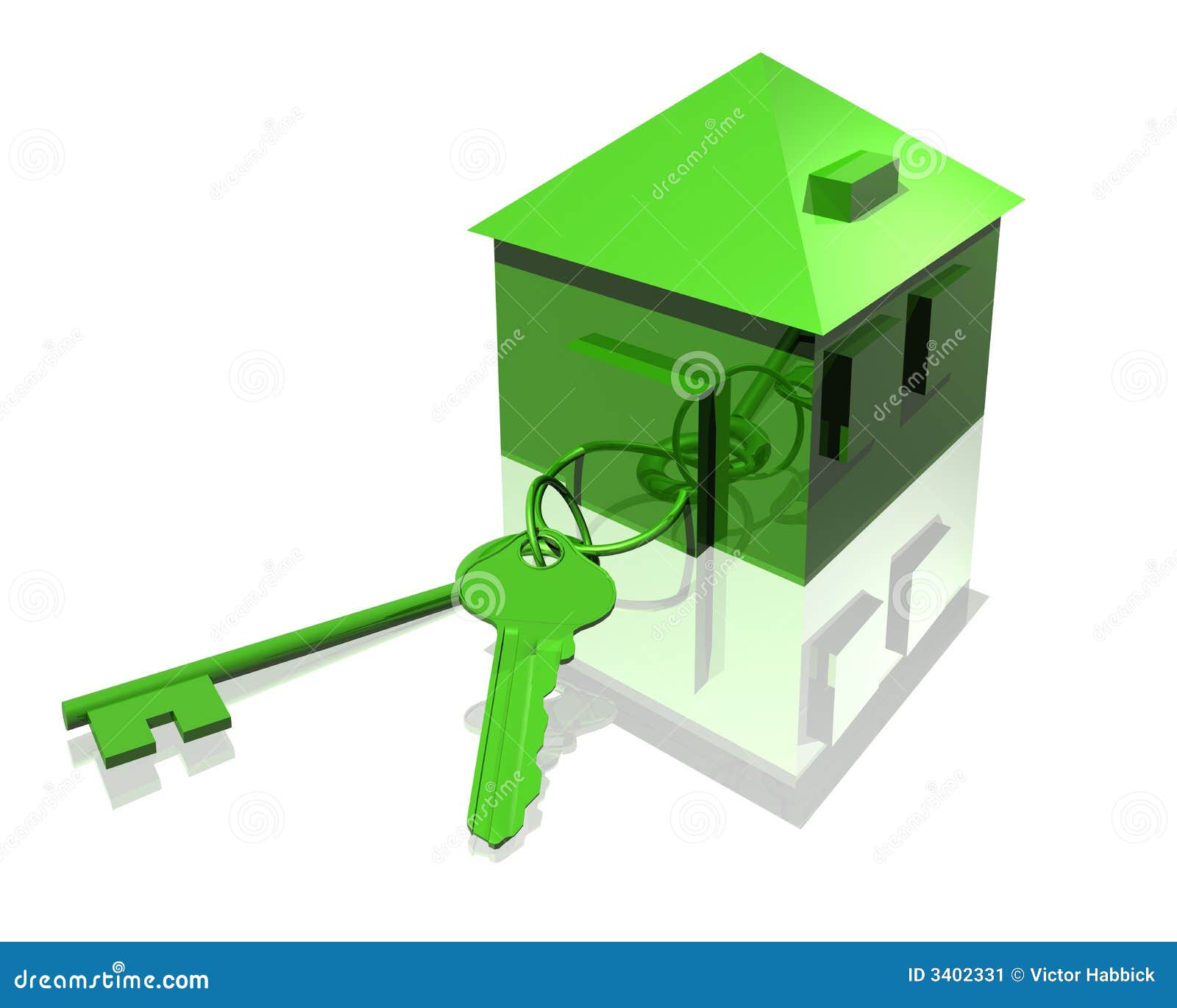 Keys and house in green stock illustration. Illustration of conceptual ...