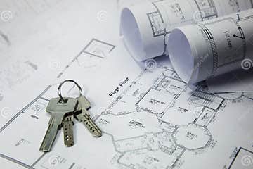 Keys on house plan stock image. Image of building, estate - 19145329