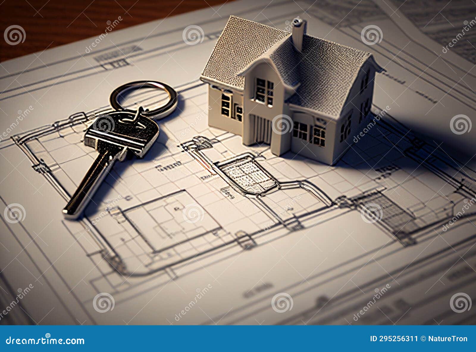 Keys on the house plan stock illustration. Illustration of drafting ...