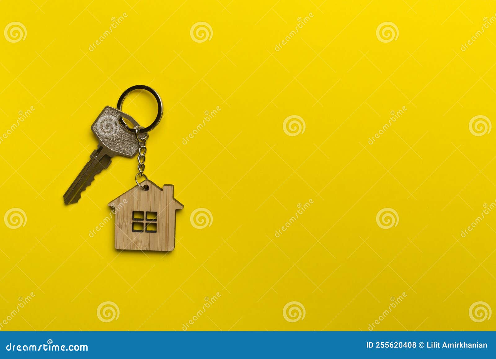 Keys with House-shaped Keychain on Color Background Stock Photo - Image ...