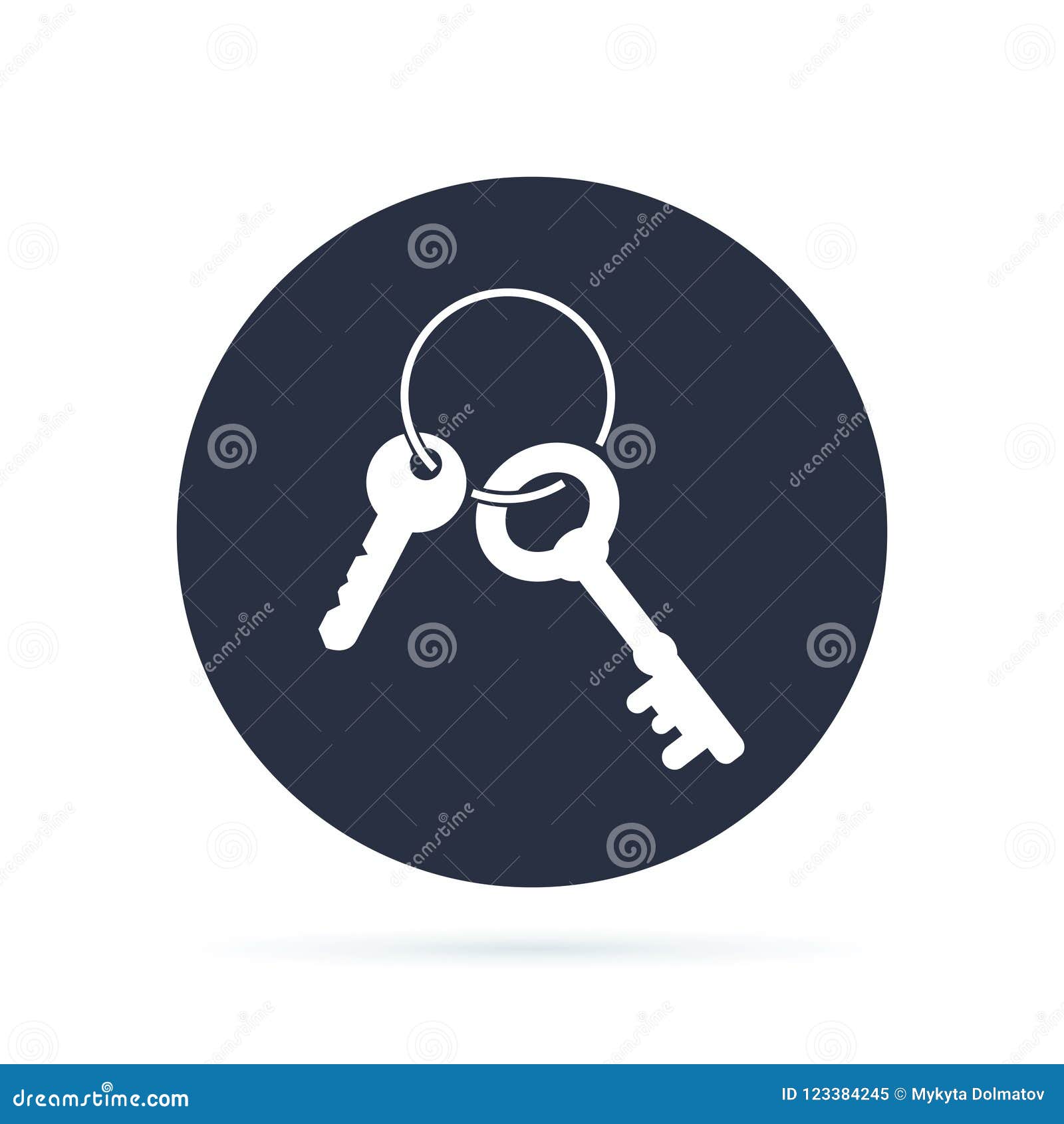 Keys Icon Round Circle Button. Vector Flat Design Illuatration. Access ...