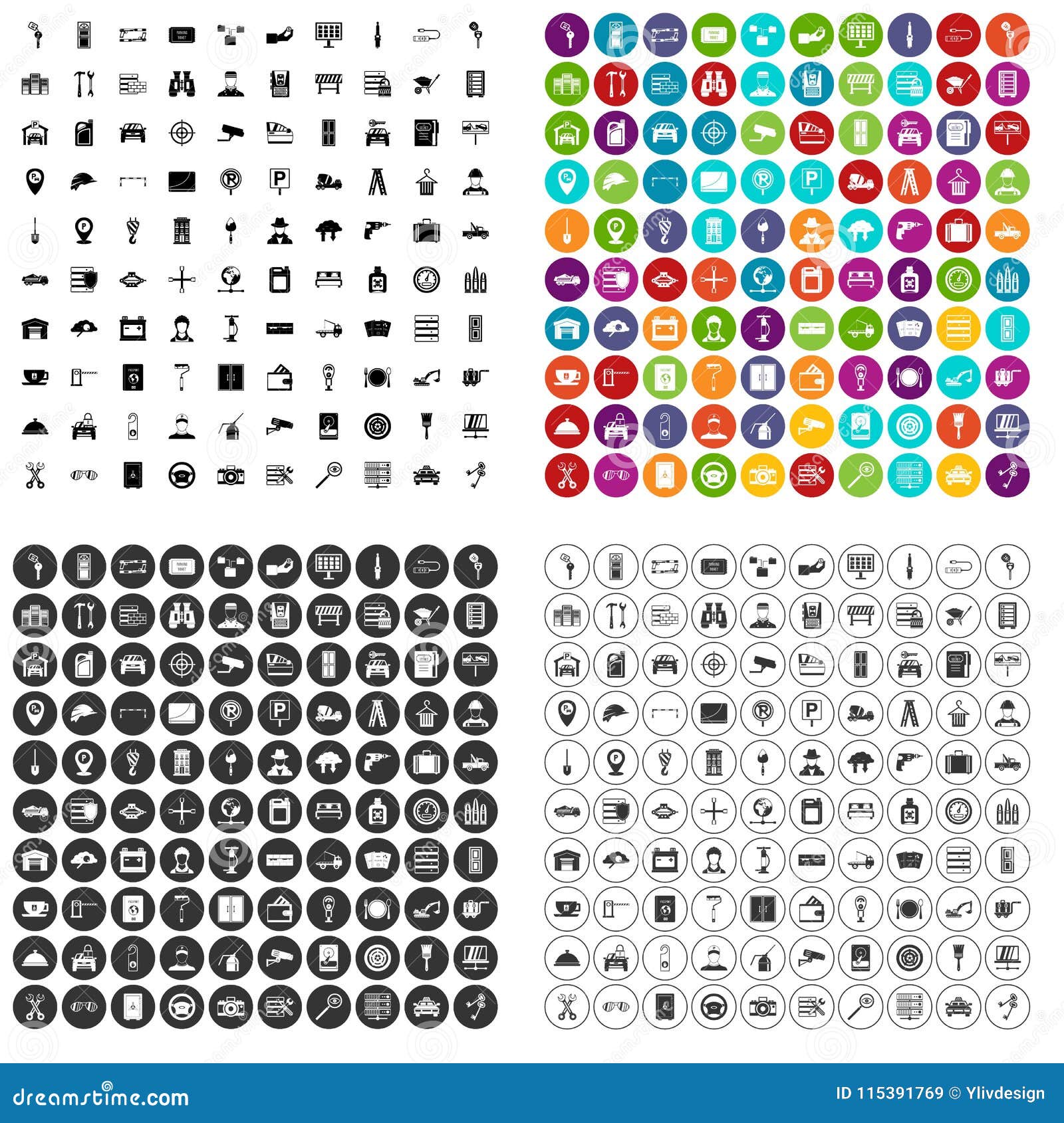 100 Keys Icons Set Vector Variant Stock Vector - Illustration of ...