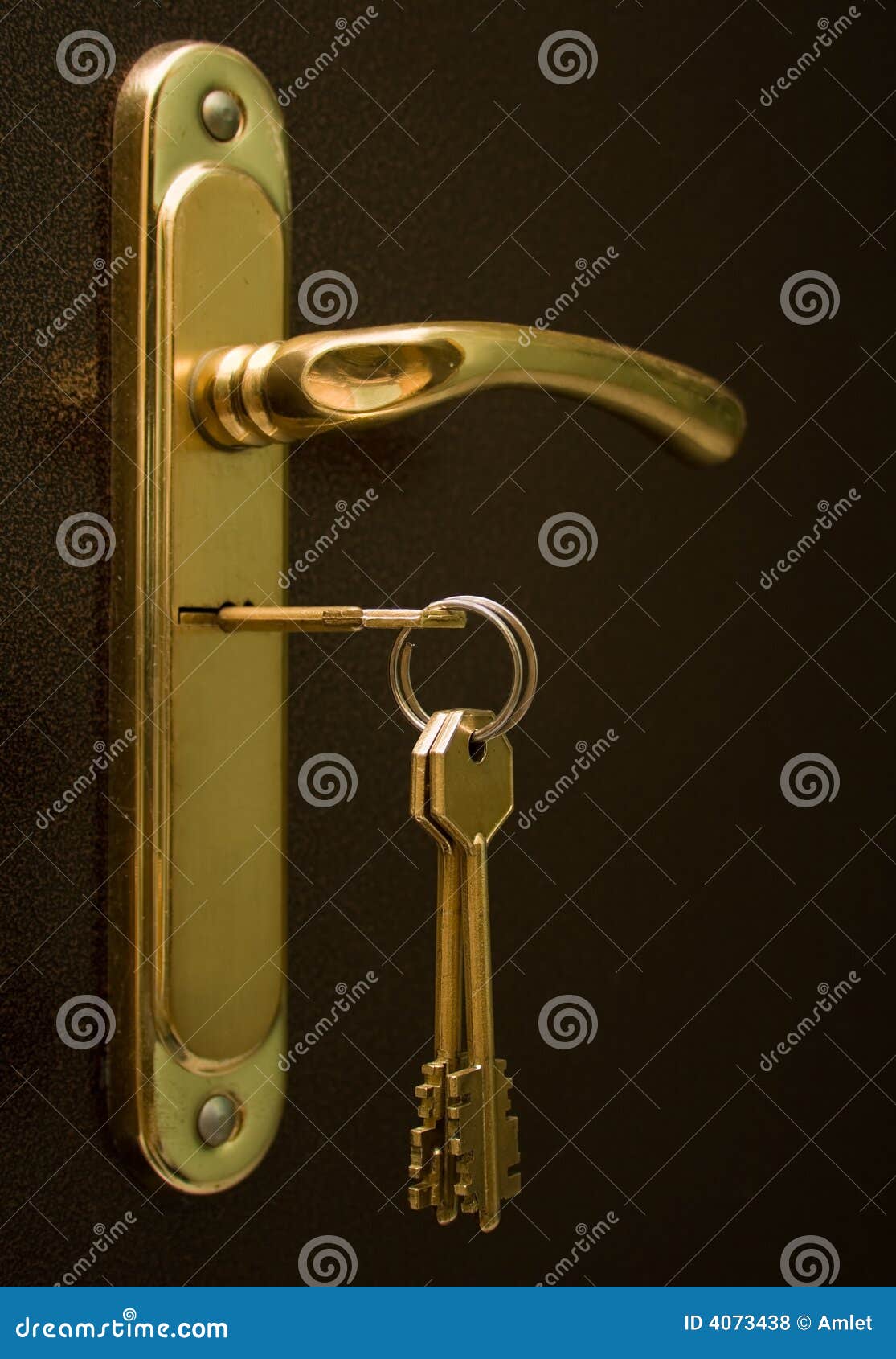 Keys in a keyhole stock photo. Image of handle, domestic - 4073438