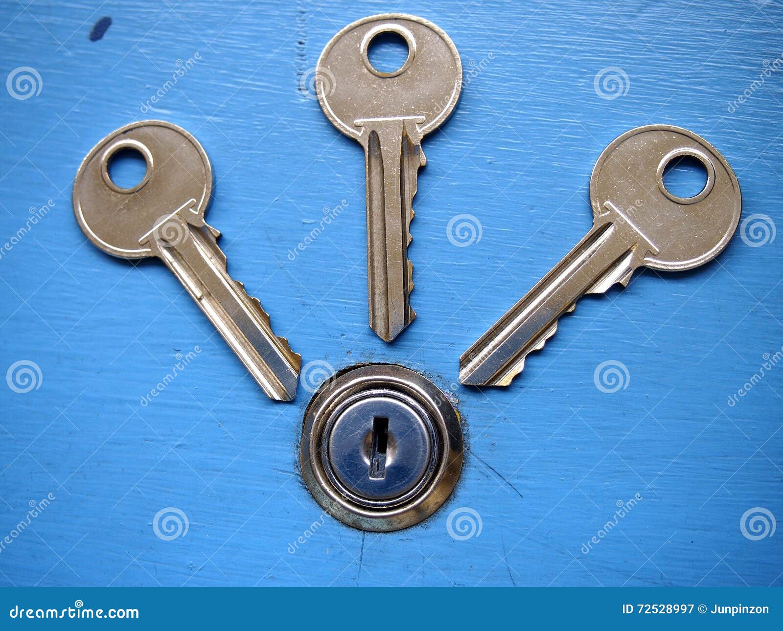 Keys and a Keyhole on a Blue Door Stock Image - Image of secure, blue ...