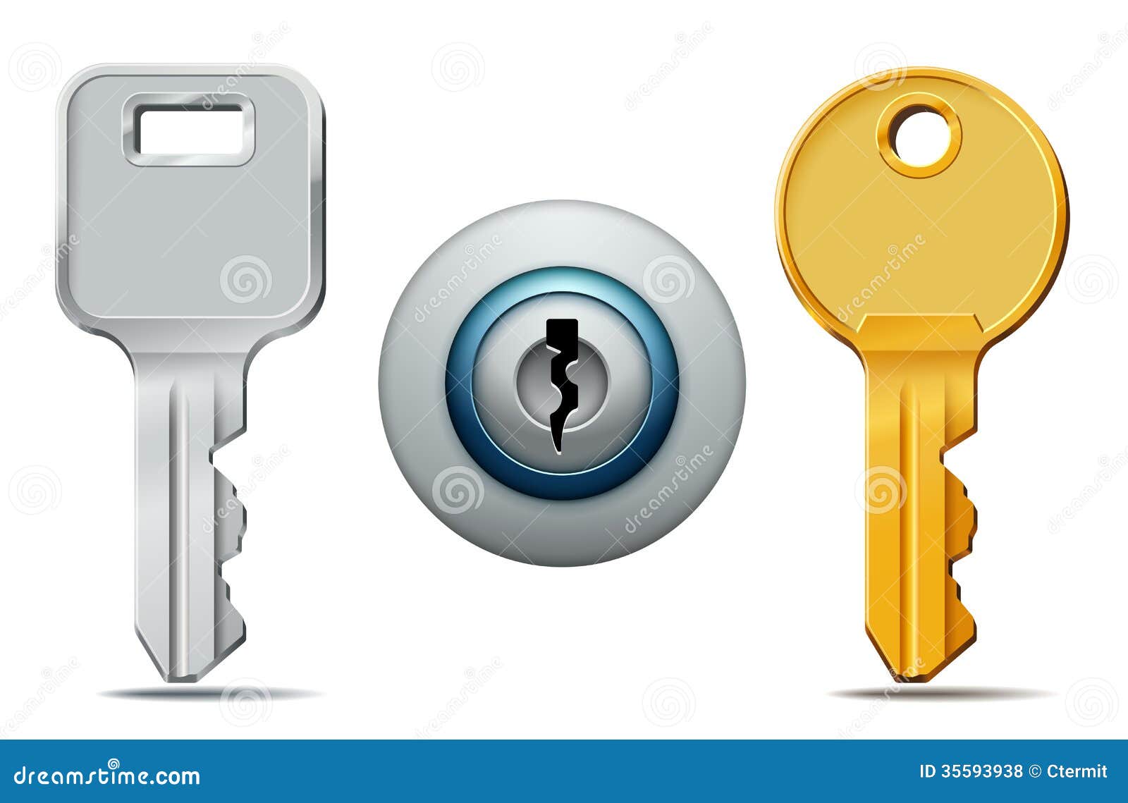 Keys and keyhole icons stock vector. Illustration of brass - 35593938