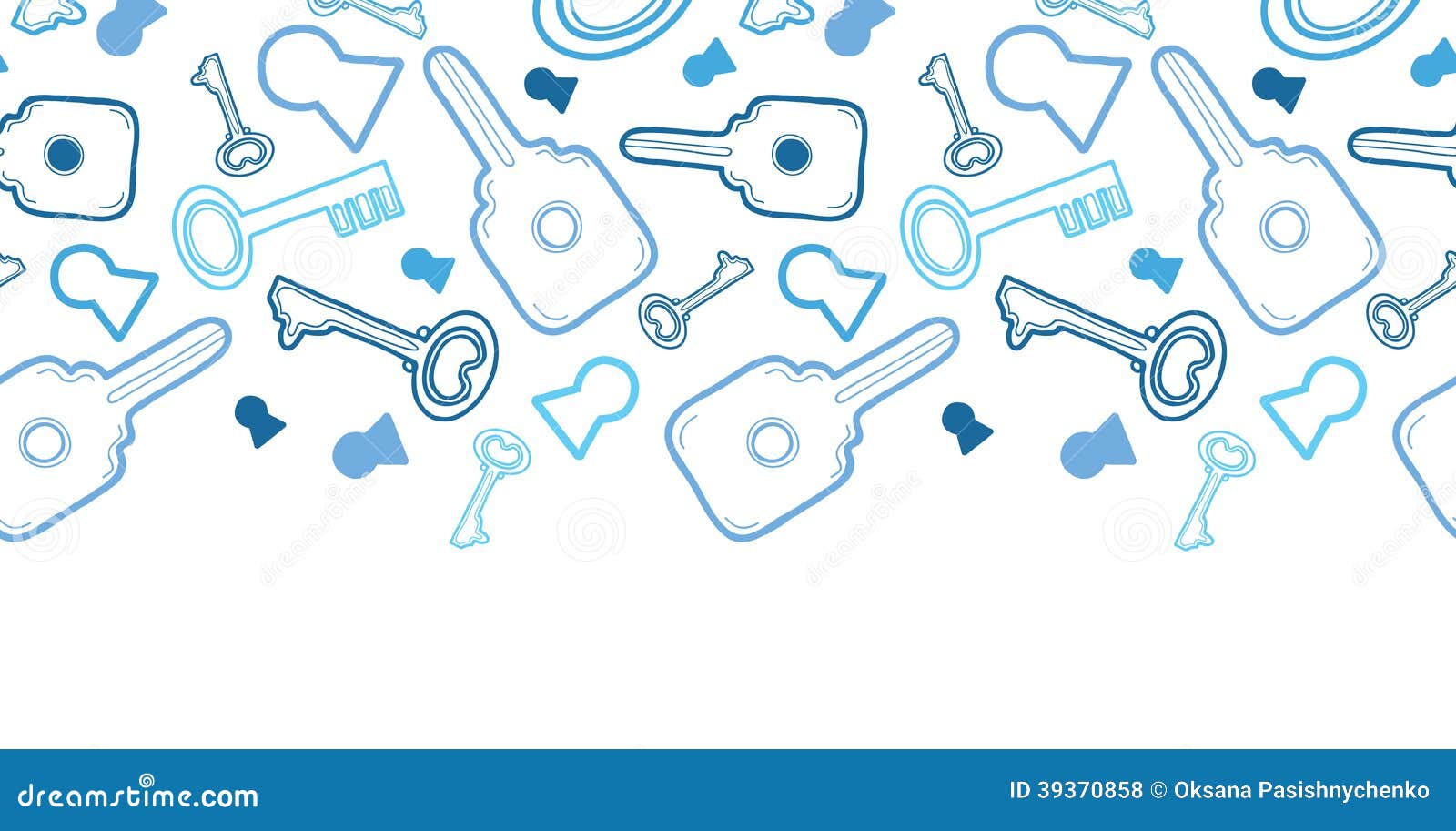 Keys Line Art Horizontal Seamless Pattern Background Border Vector ...