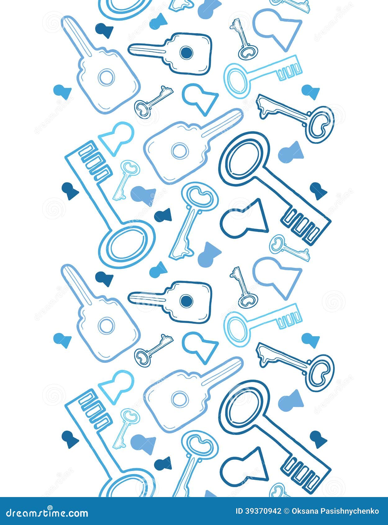 Keys Line Art Vertical Seamless Pattern Background Border Stock Vector ...