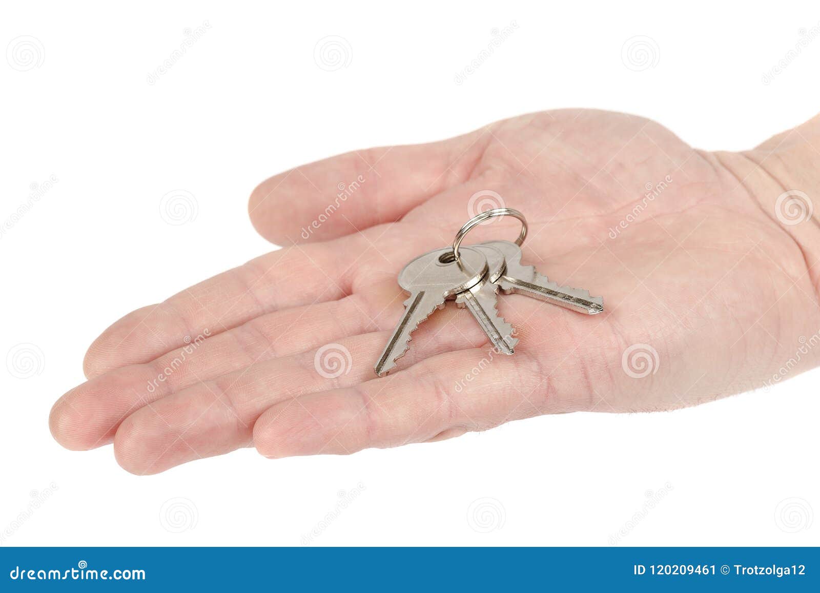 Keys from the Lock in Hand on White Background. Stock Image - Image of ...