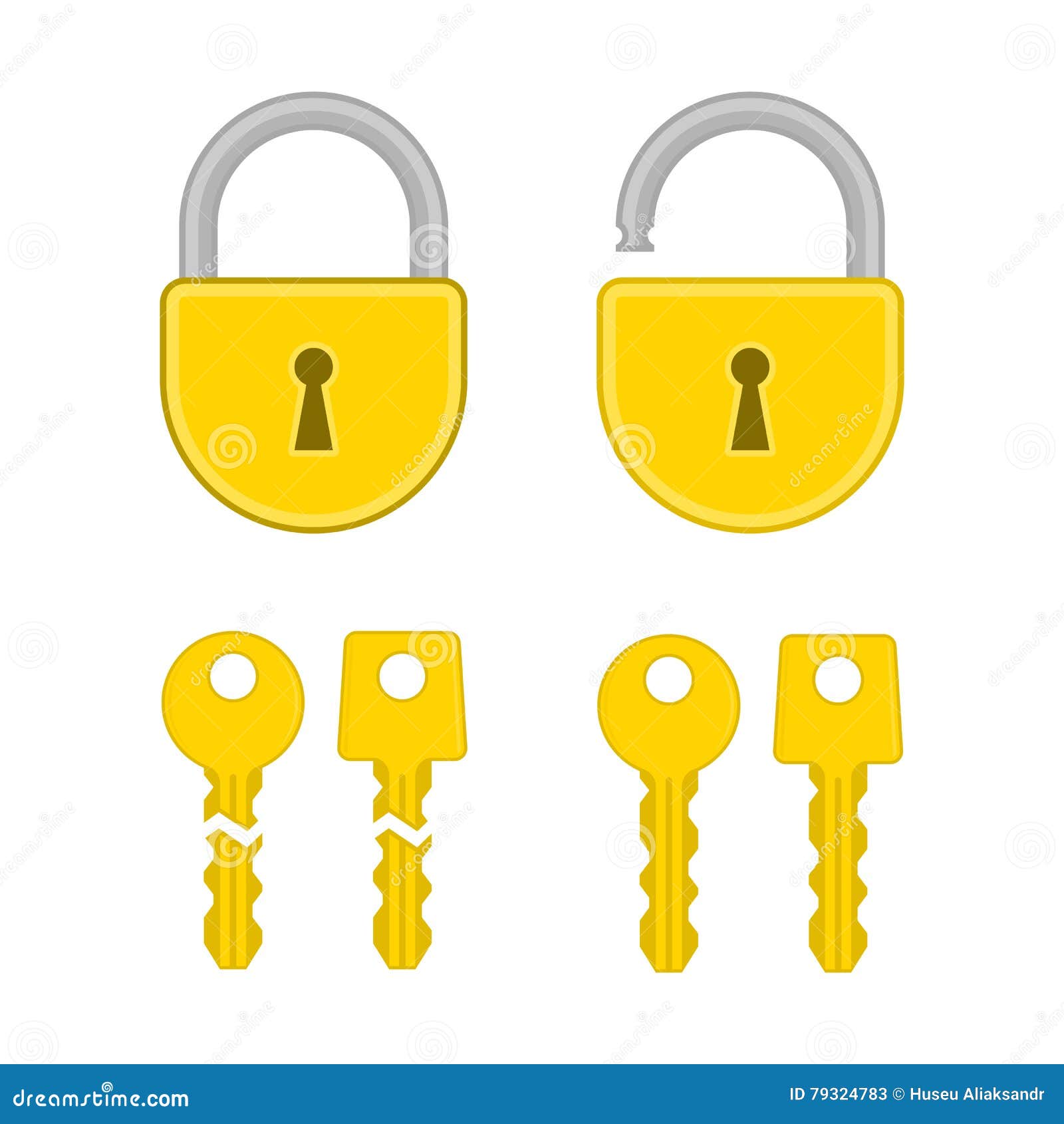 Keys and lock icon. stock vector. Illustration of collection - 79324783