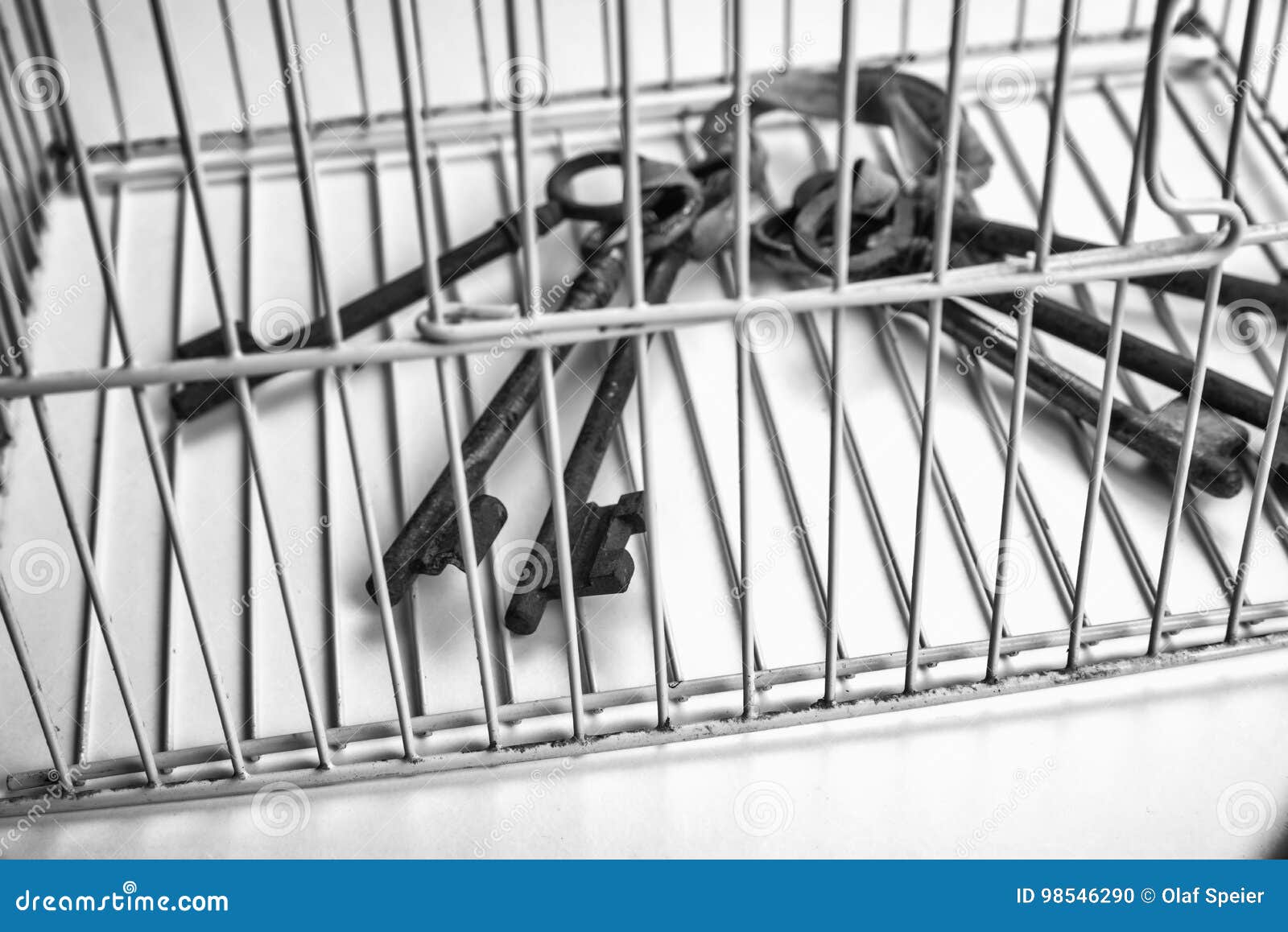 Keys locked in a cage stock photo. Image of penalty, bars - 98546290