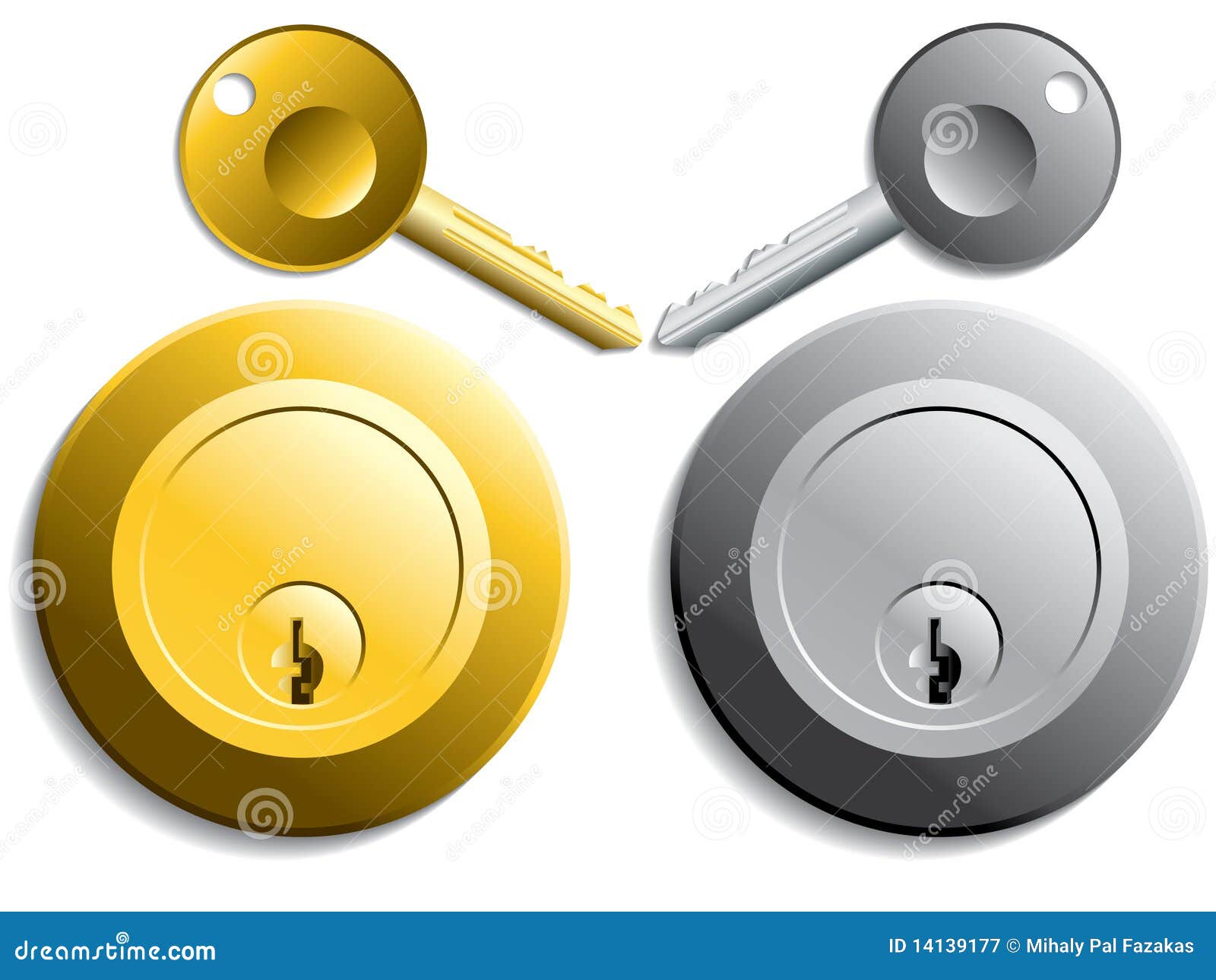 Keys and Locks in Gold and Silver Color Stock Vector - Illustration of ...