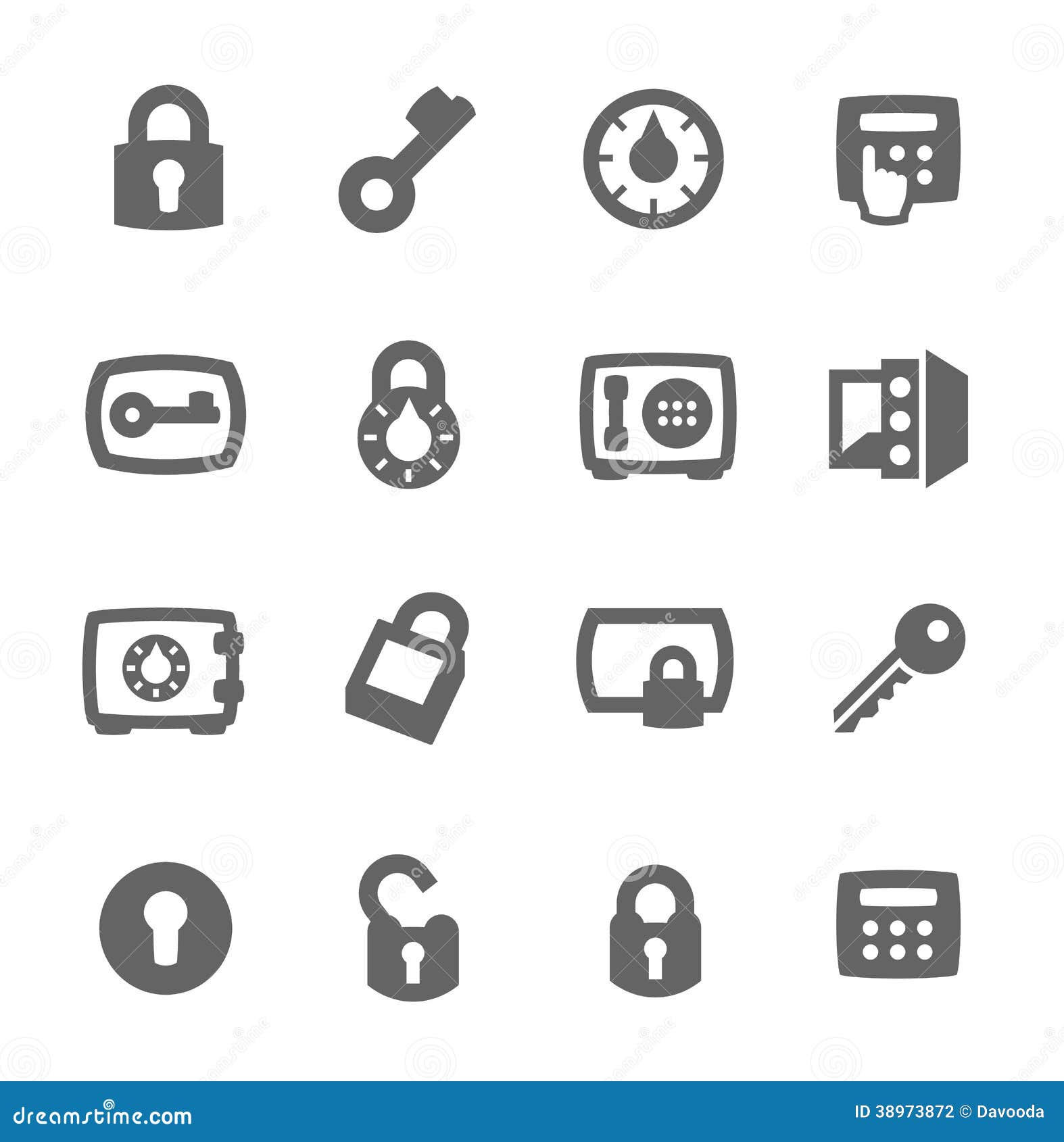 Keys and locks icons stock vector. Illustration of contemporary - 38973872