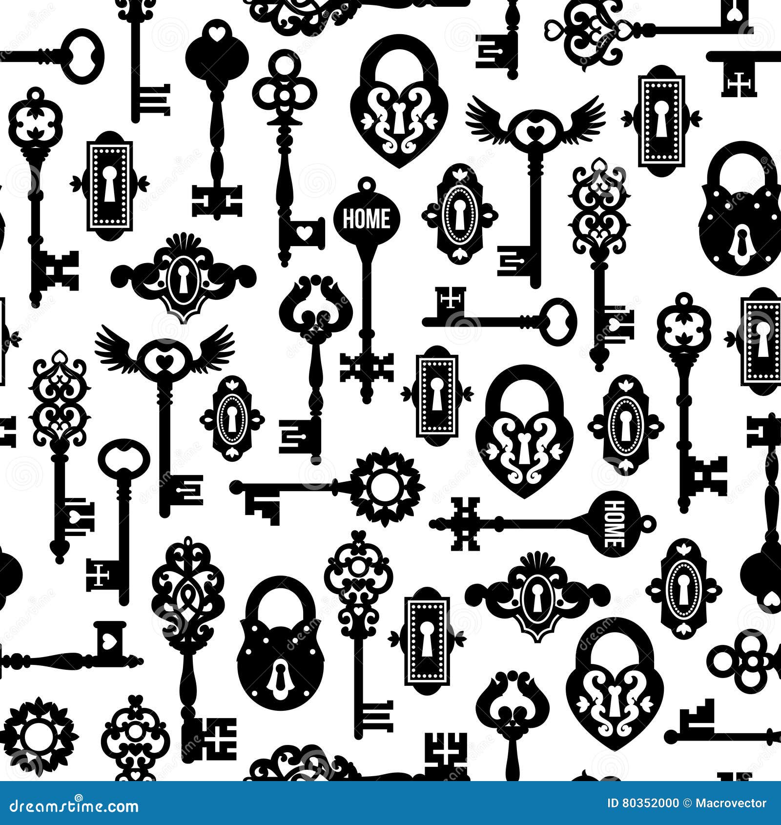 Keys and Locks Seamless Pattern Stock Vector - Illustration of lock ...