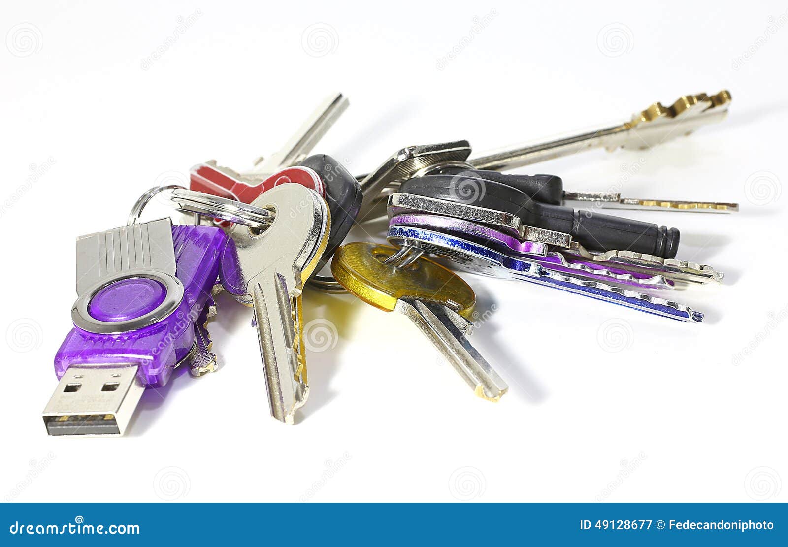 Keys of Many Sizes and a Usb Memory Stock Image - Image of locked ...