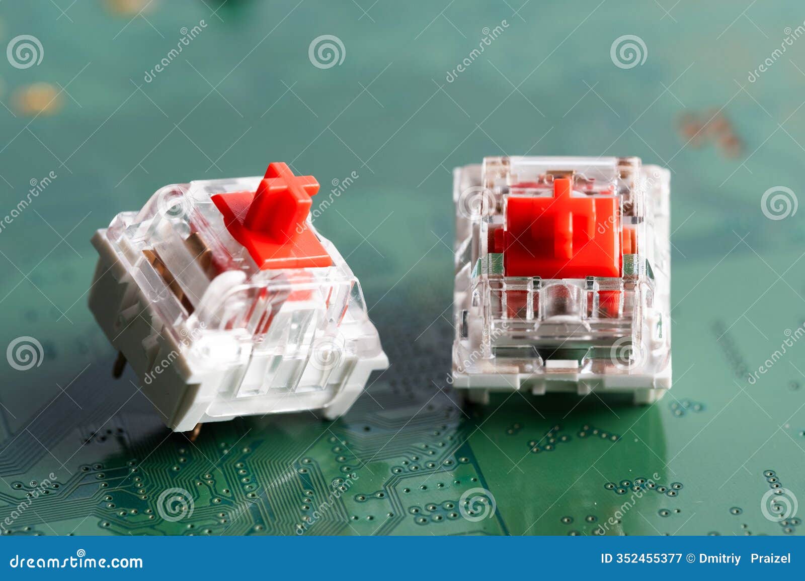 Keys for a Mechanical Keyboard on a Green Printed Circuit Board Stock ...