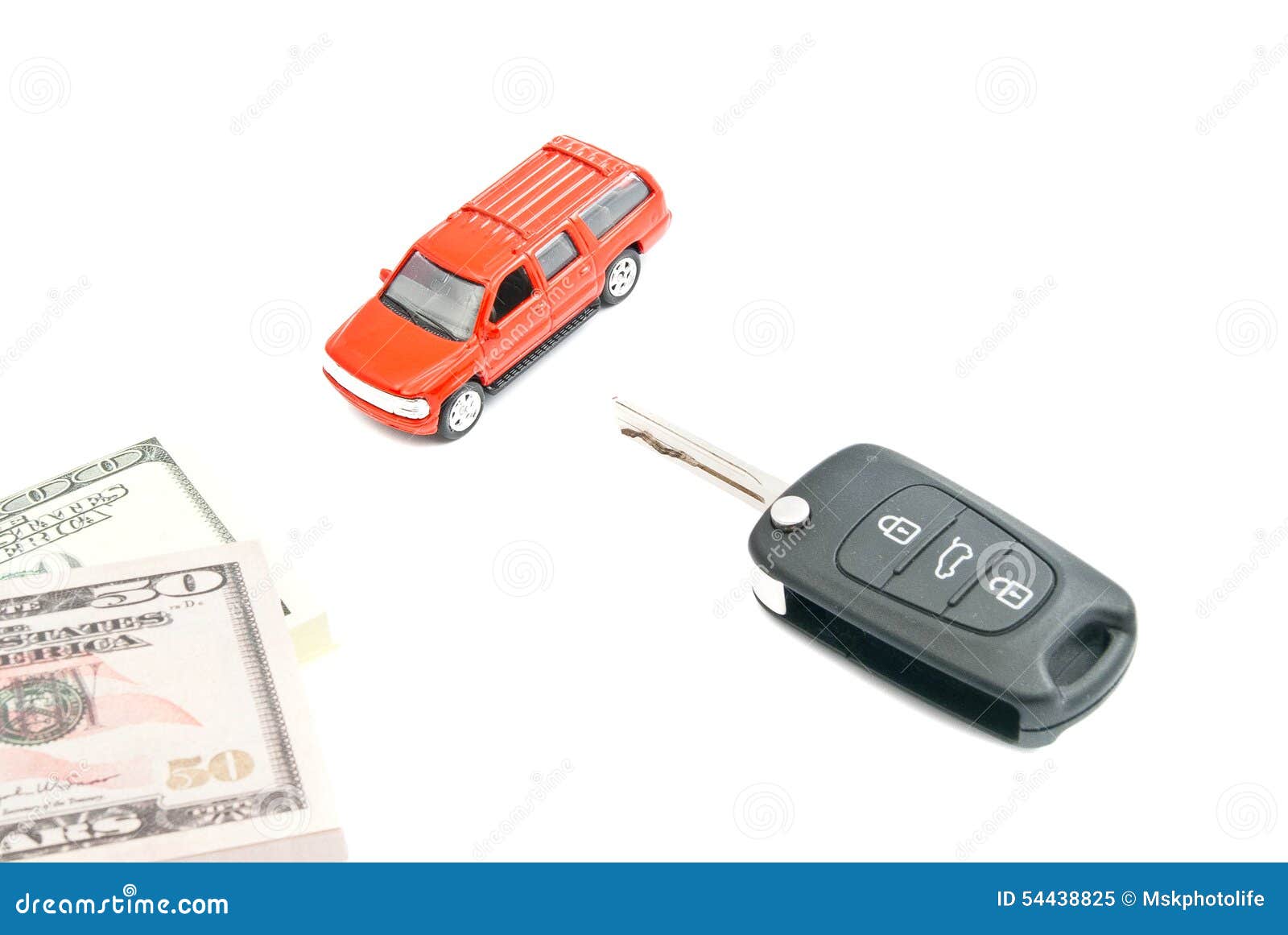 Keys, Money and Red Car on White Stock Image - Image of fuel, save ...