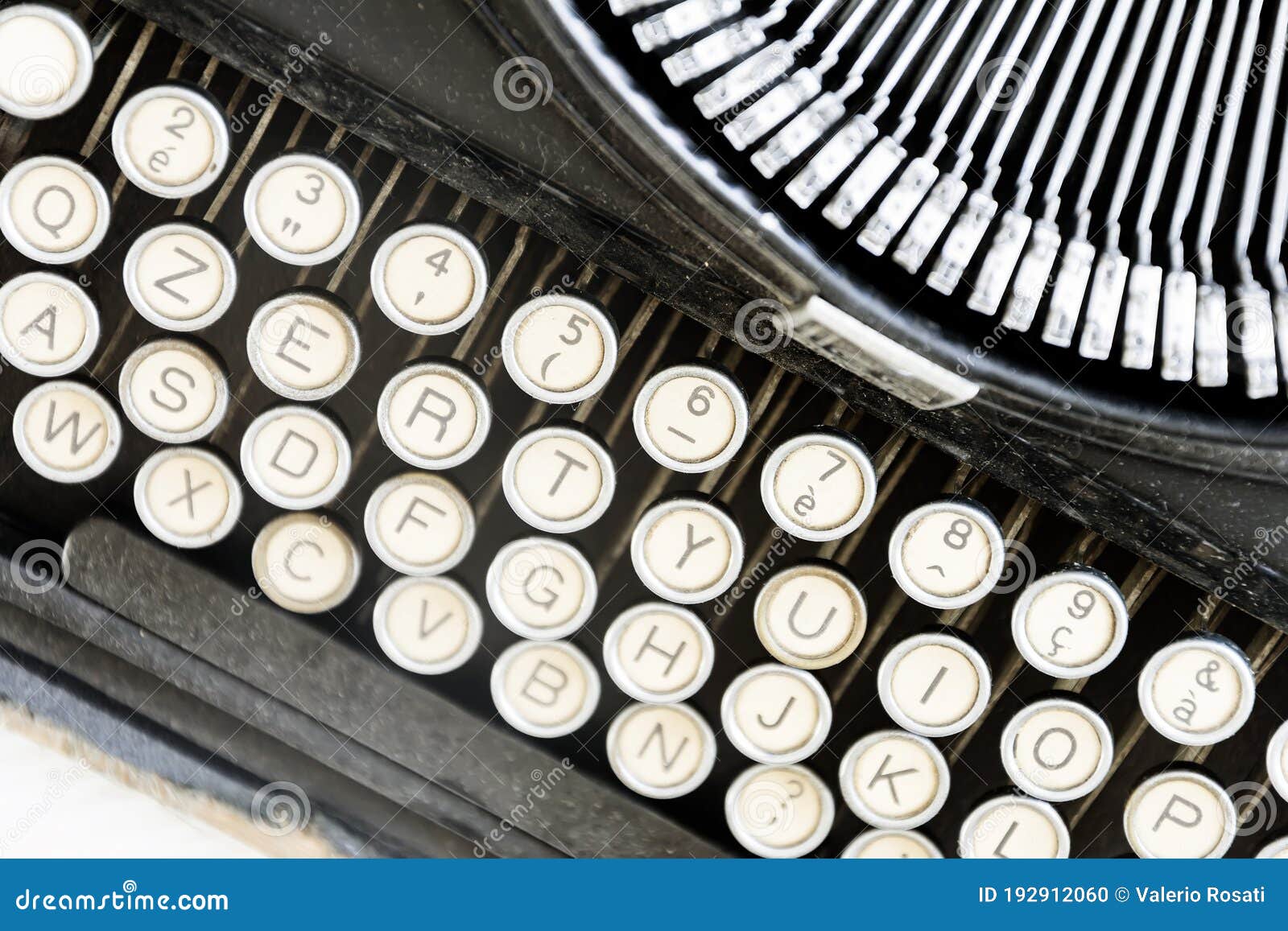 The Keys of an Old Typewriter Seen from Above Stock Photo - Image of ...