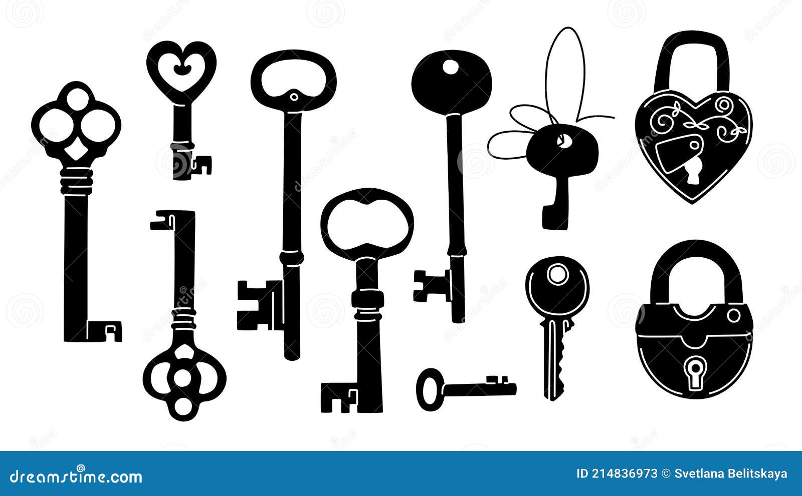 Keys and Padlocks Design Set Stock Vector - Illustration of background ...