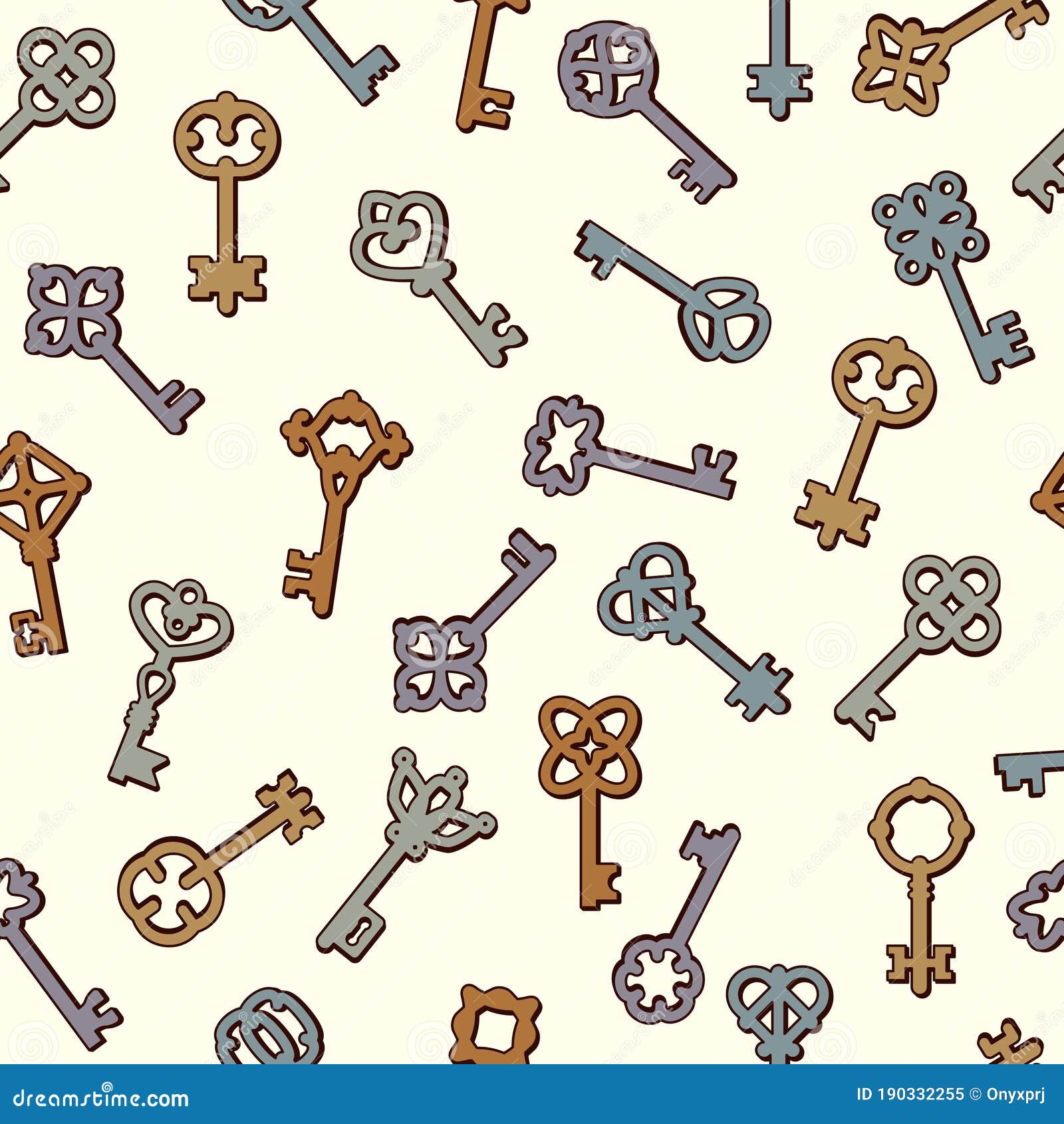 Keys Pattern. Safety Symbols Key Collection in Victorian Style Vector ...