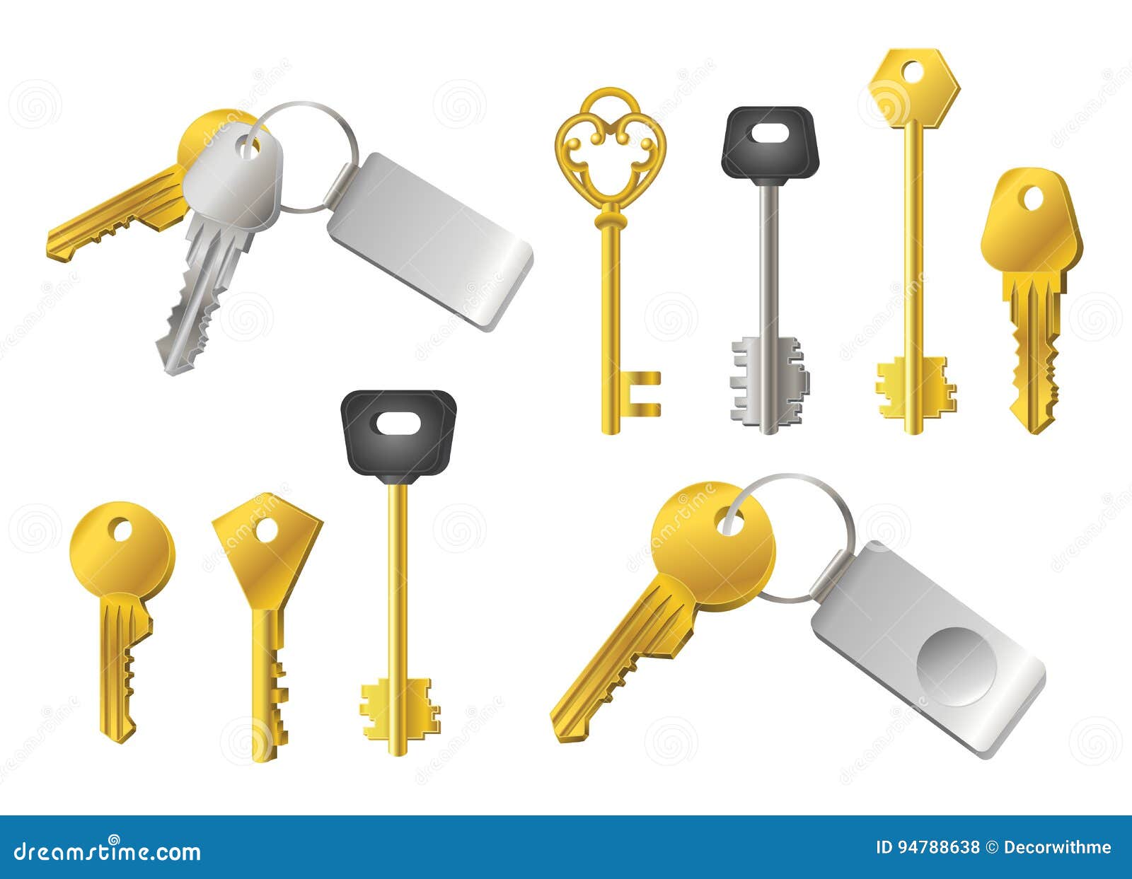 Keys - Realistic Modern Vector Set of Objects Stock Vector ...