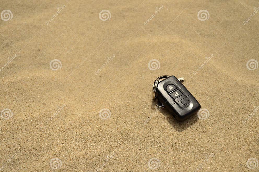 Keys in sand stock image. Image of vehicle, replacement - 46621087