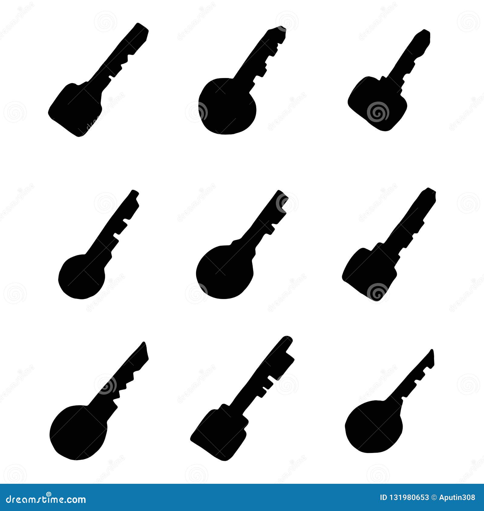 Keys Silhouettes Vector Icons Set. Isolated Objects Stock Vector ...