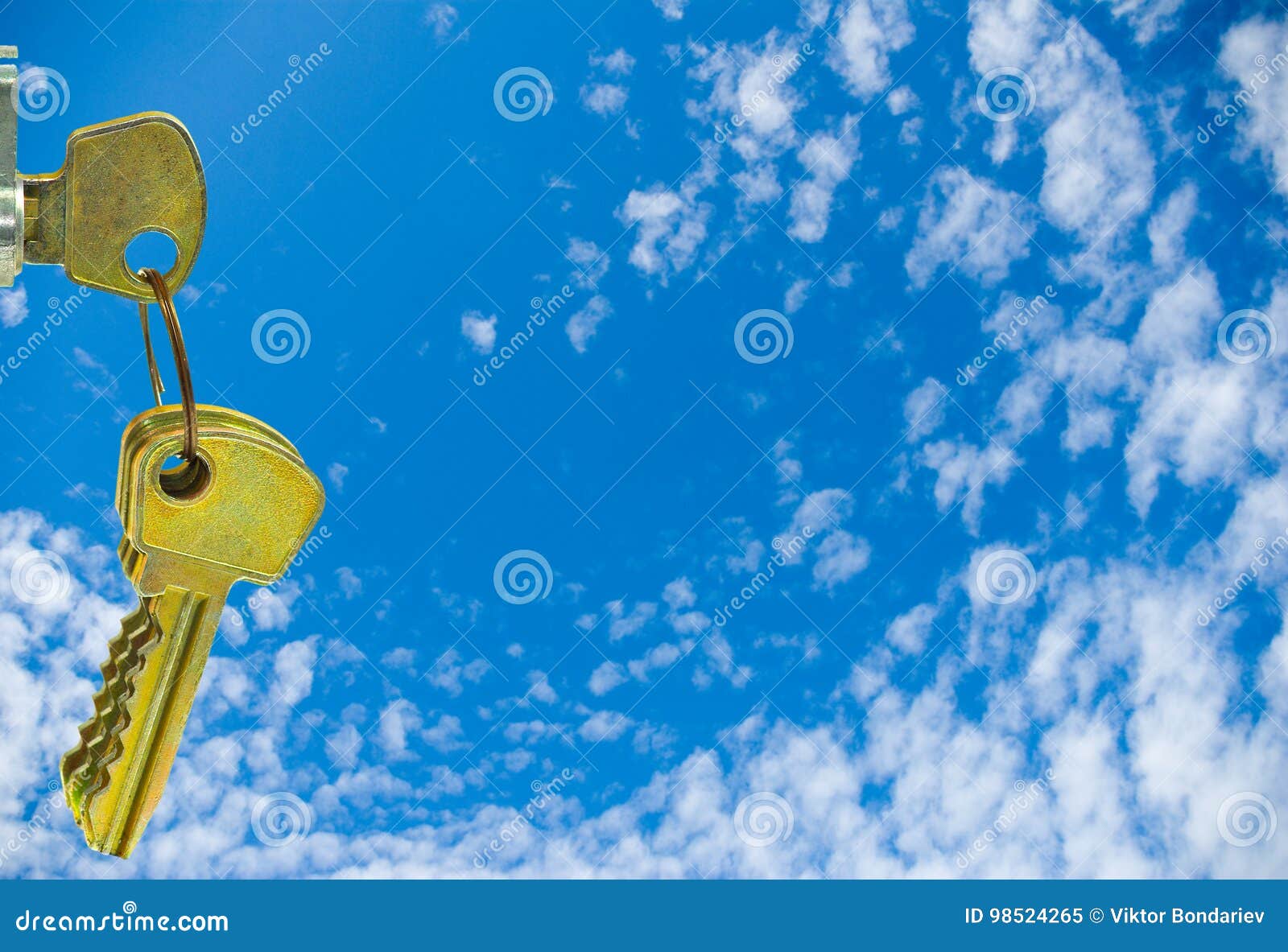 Keys on Sky Background Closeup Stock Image - Image of property, idea ...