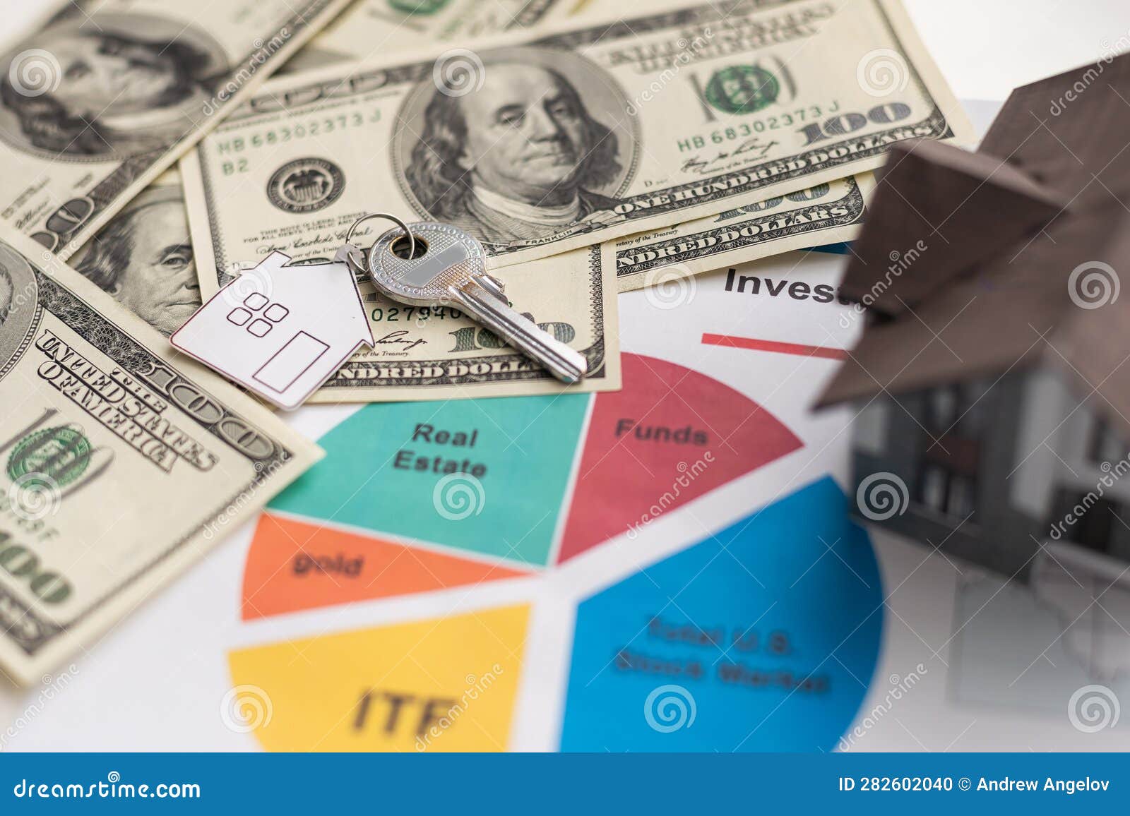 Keys and Stack of Dollars Isolated on a White Background Stock Photo ...