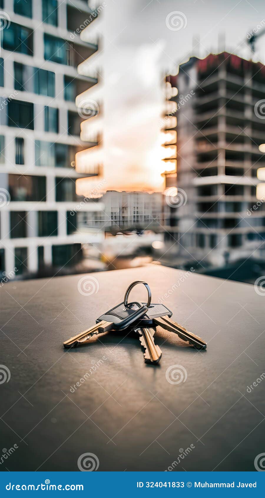 Keys on Surface, Modern Buildings Under Construction in Background ...